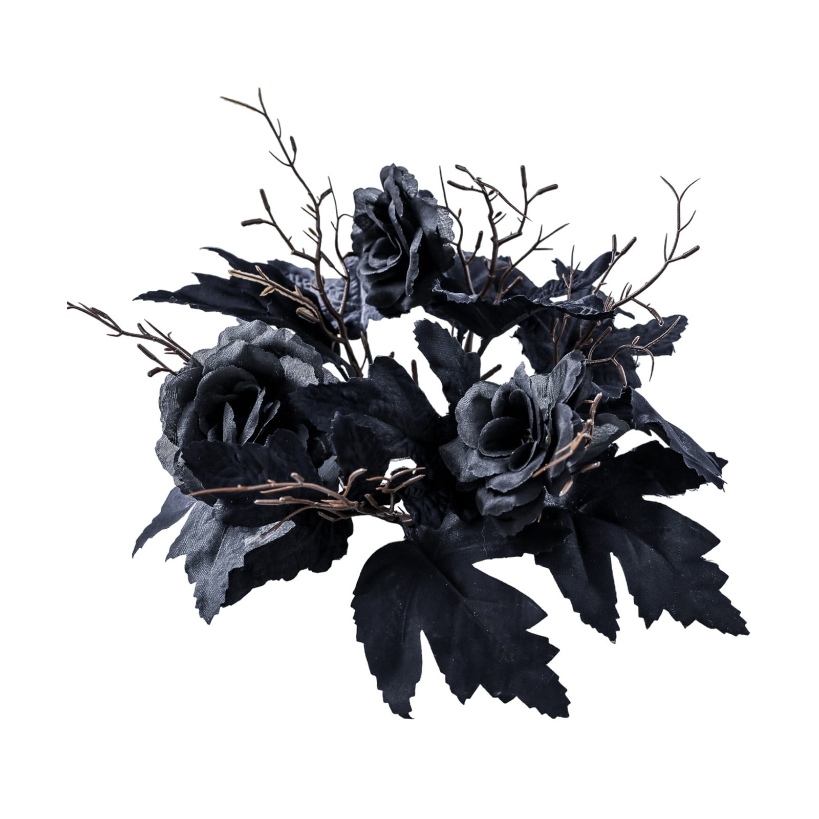ZToonmas Halloween Wreath Halloween Black Rose Bush With Branches ...