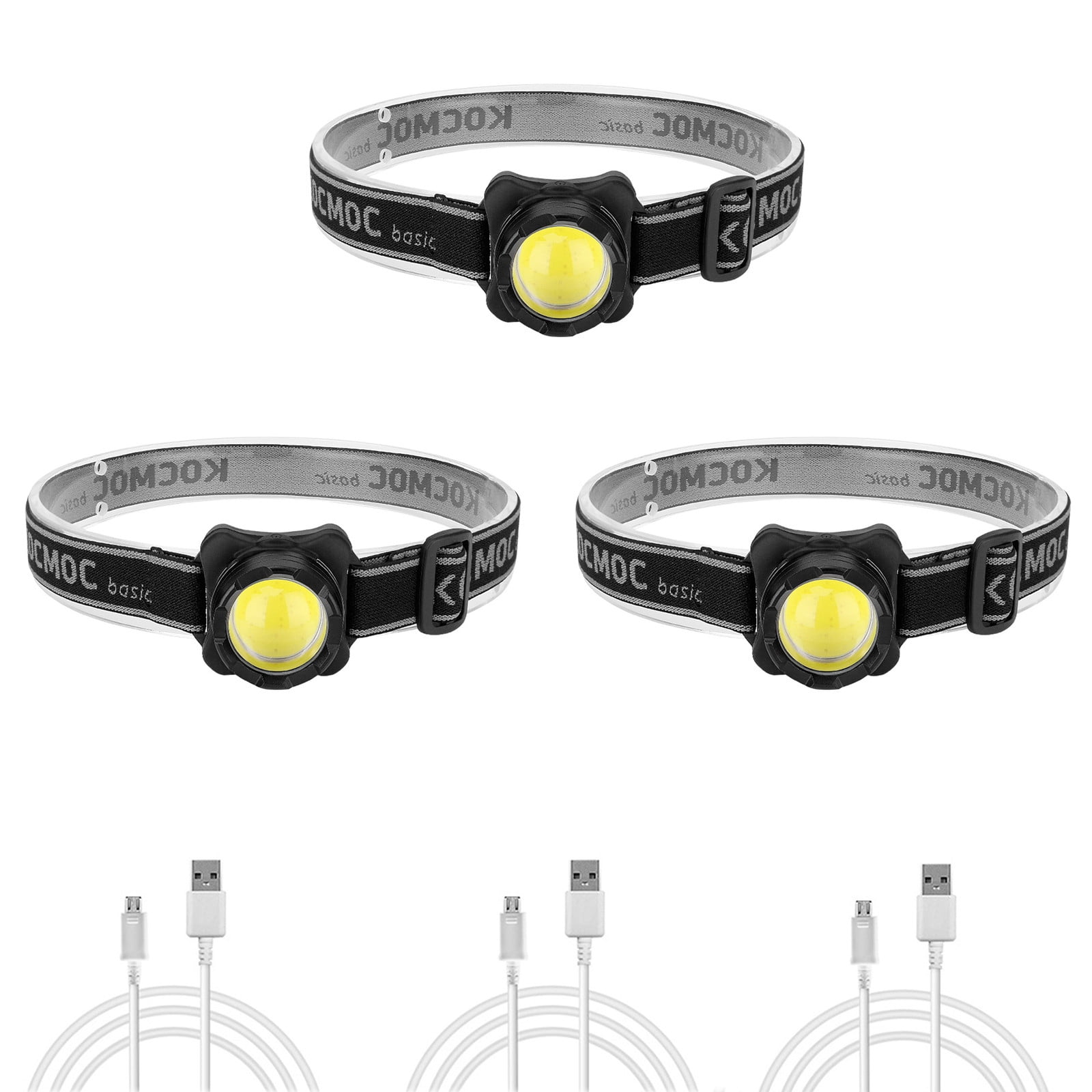 ZToonmas Led Lights350LM COB LED Headlamp USB Rechargeable Headlight ...