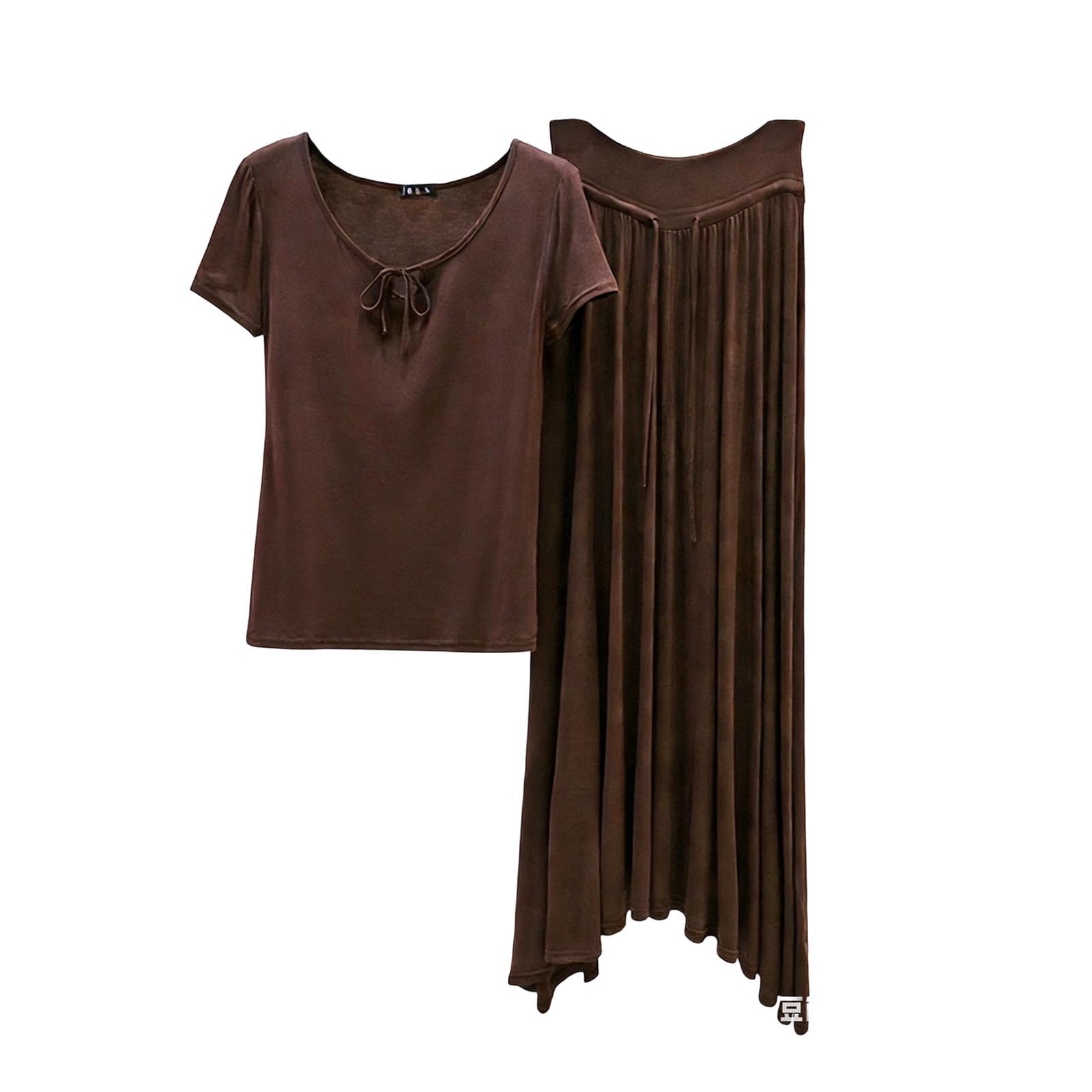 ZToonmas Women's 2-Piece Casual Outfit Short Sleeve Tie Neck Top and ...