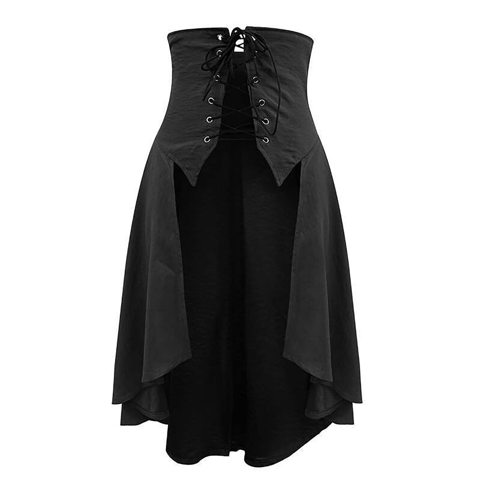 ZToonmas Women's High Waist Corset Style Medieval Maxi Skirt Irregular ...