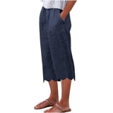 ZToonmas Women's Loose Solid Capri Pants with Pockets Straight Leg ...