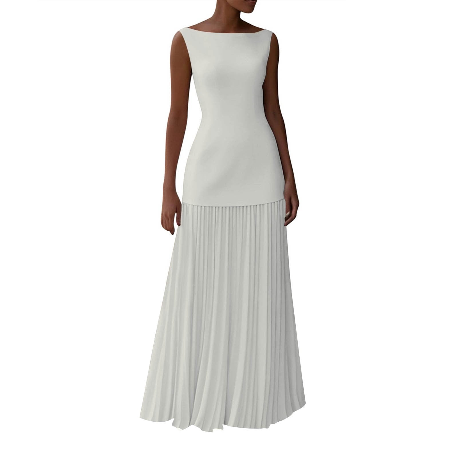 ZToonmas Women's Sleeveless Two-Piece Dress Set Boat Neck Top and ...