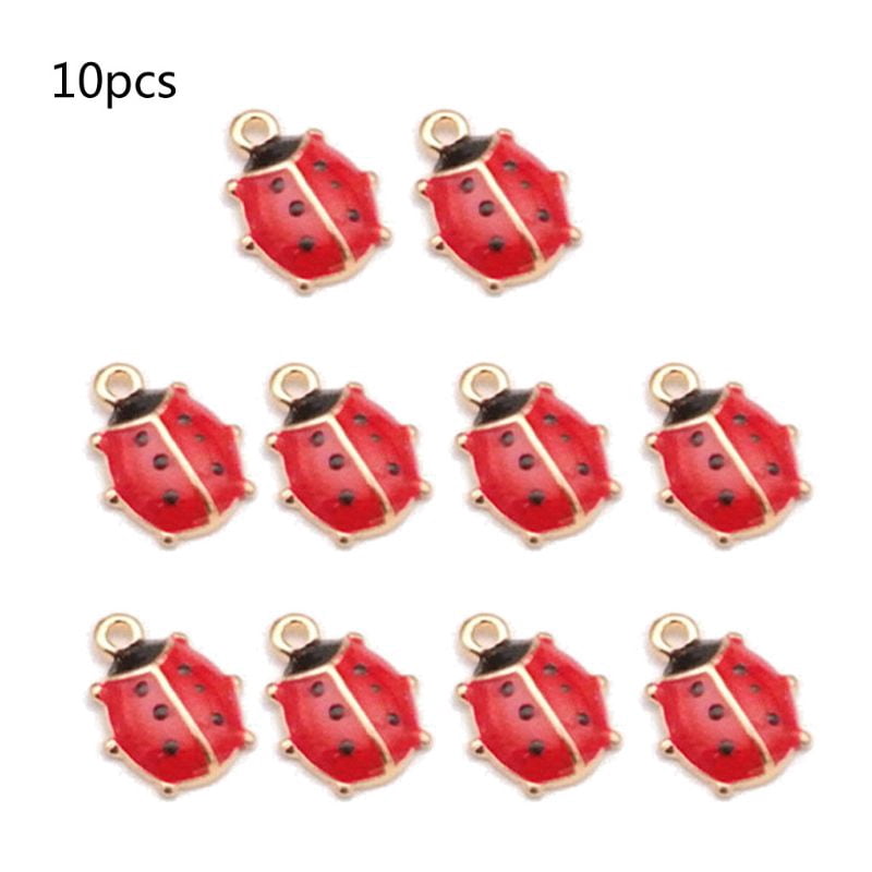 ZUARFY 10Pcs Cute Ladybird Ladybug Enamel Charm Ladybug Animals Pendant ...
