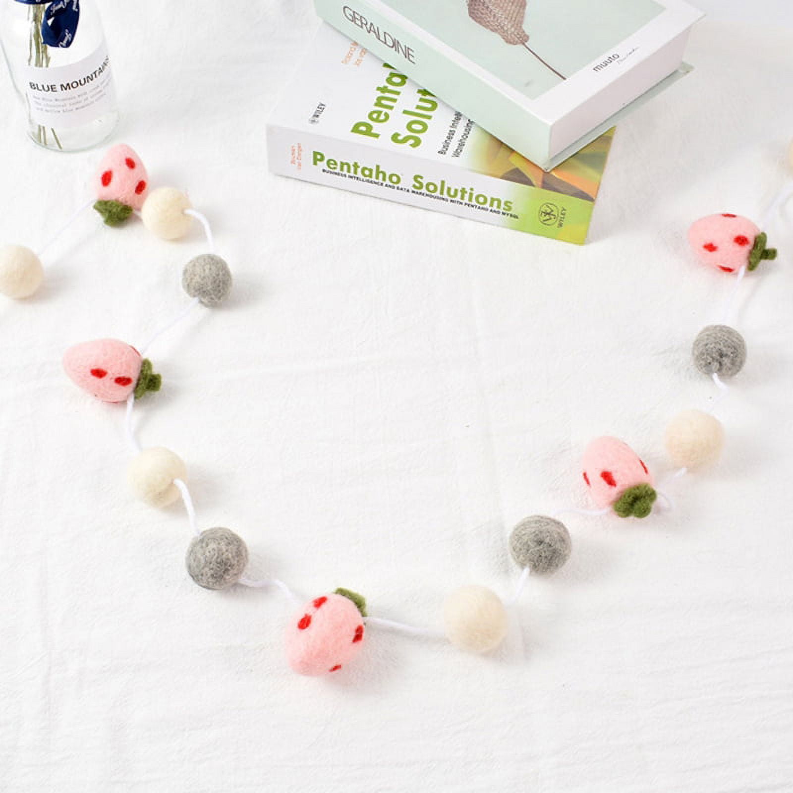 ZUARFY Handmade Wool Felt Love Heart Pom Pom Balls Beading String ...