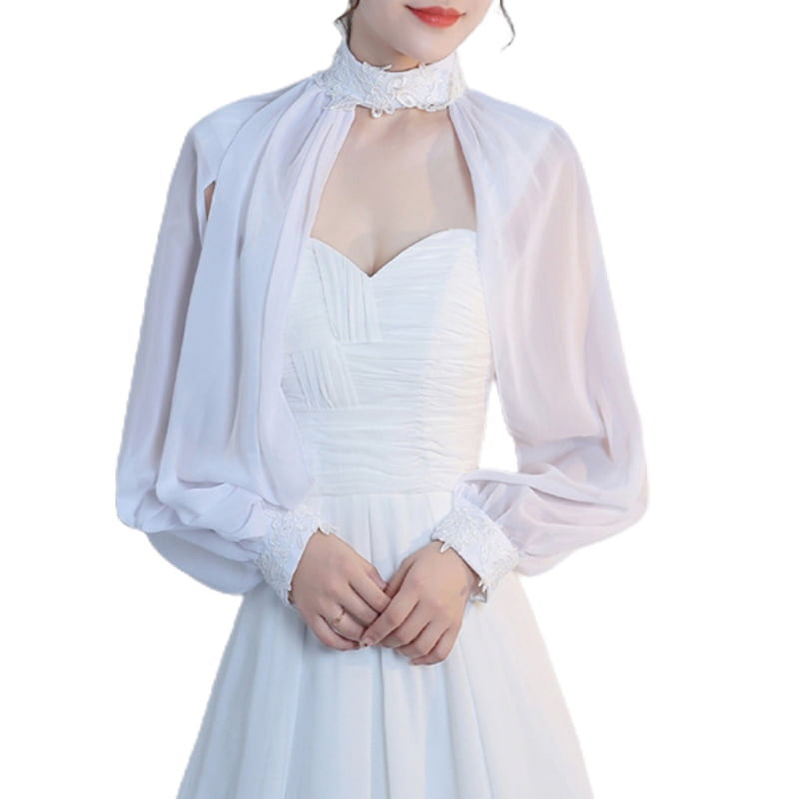 ZUARFY Women Elegant Side Split Long Sleeve Wedding Shawl Cape Halter ...