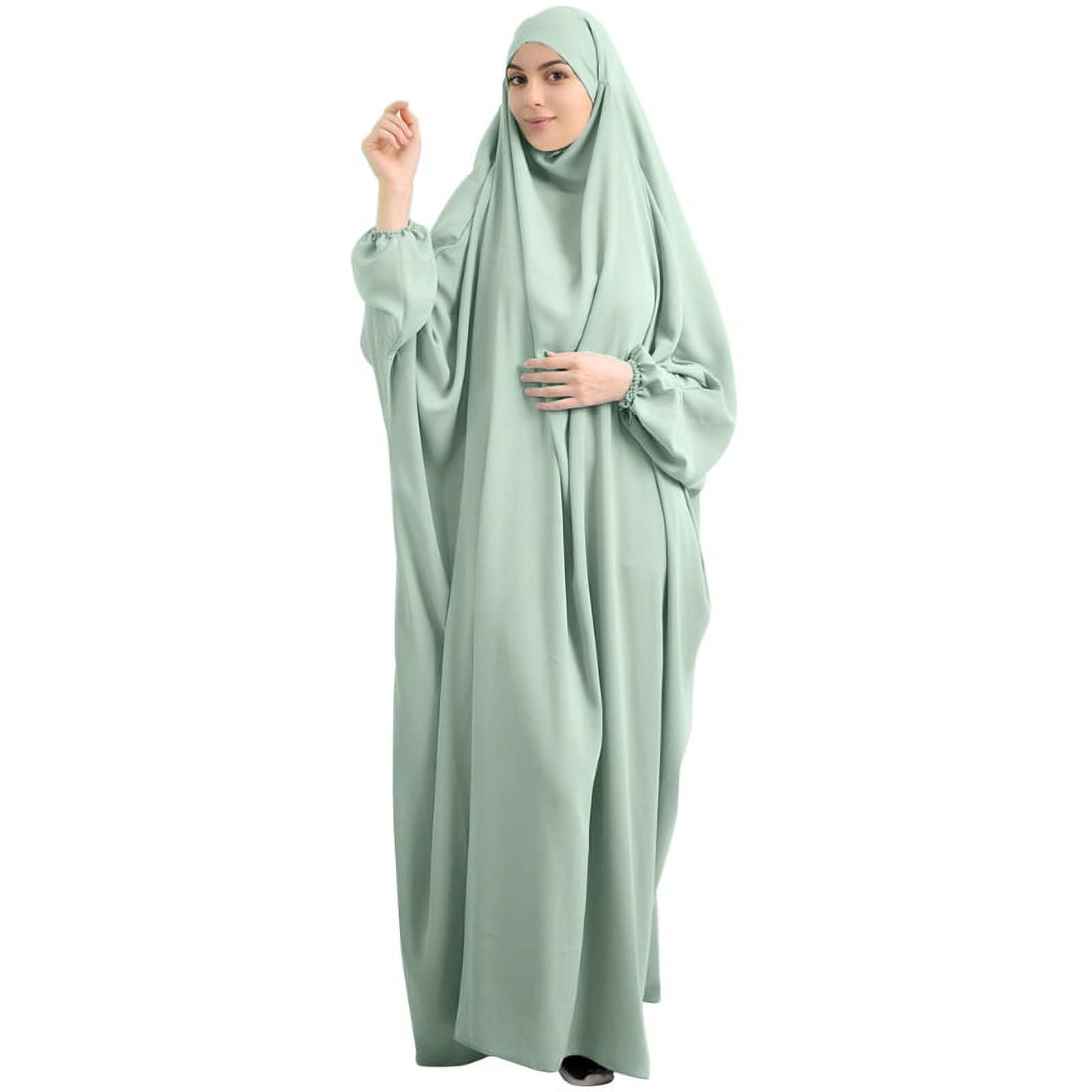 Zuarfy Women Muslim One Piece Prayer Dress Full Cover Hooded Islamic