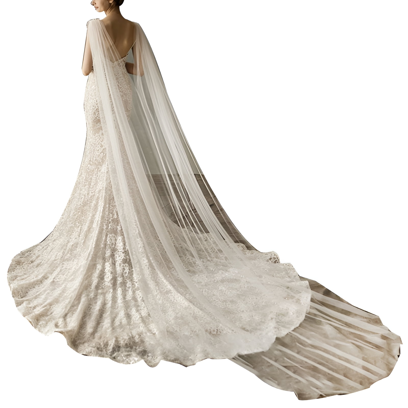 ZUARFY Women Tulle Cathedral Floor Length Wedding Capes Shoulder ...