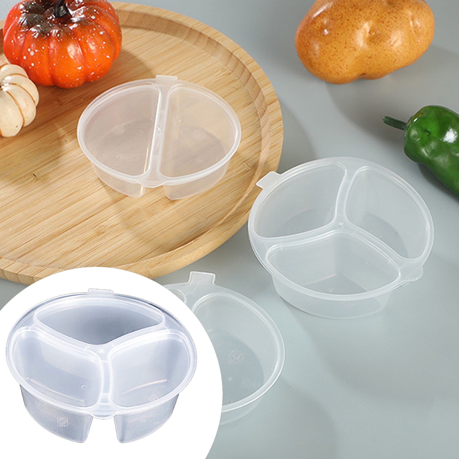 ZUBKTE Disposable Plate Set Disposable Double Compartment Box With Lid ...