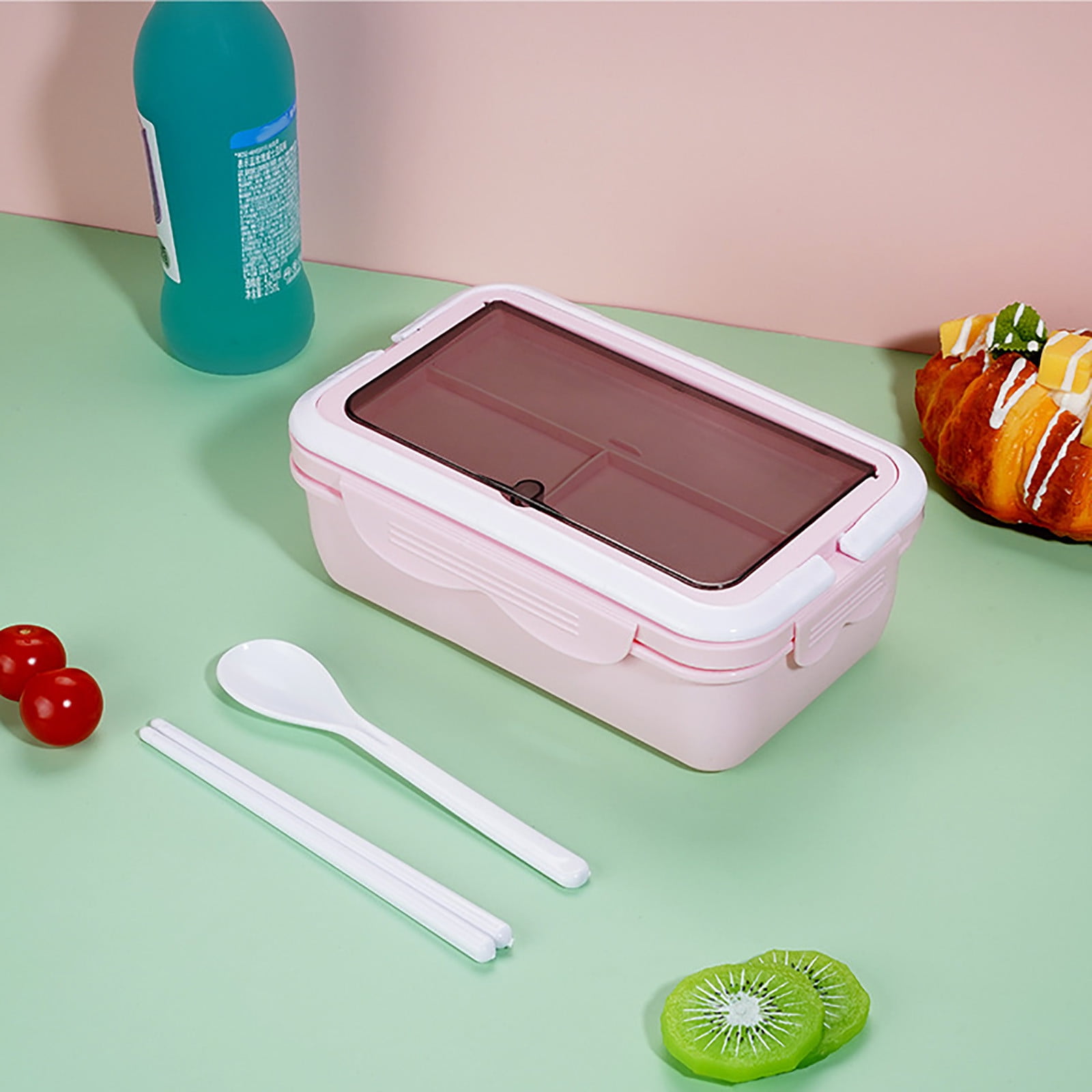 ZUBKTE Lumch Box Divided Lunch Box, Microwave Heated Plastic Lunch Box ...