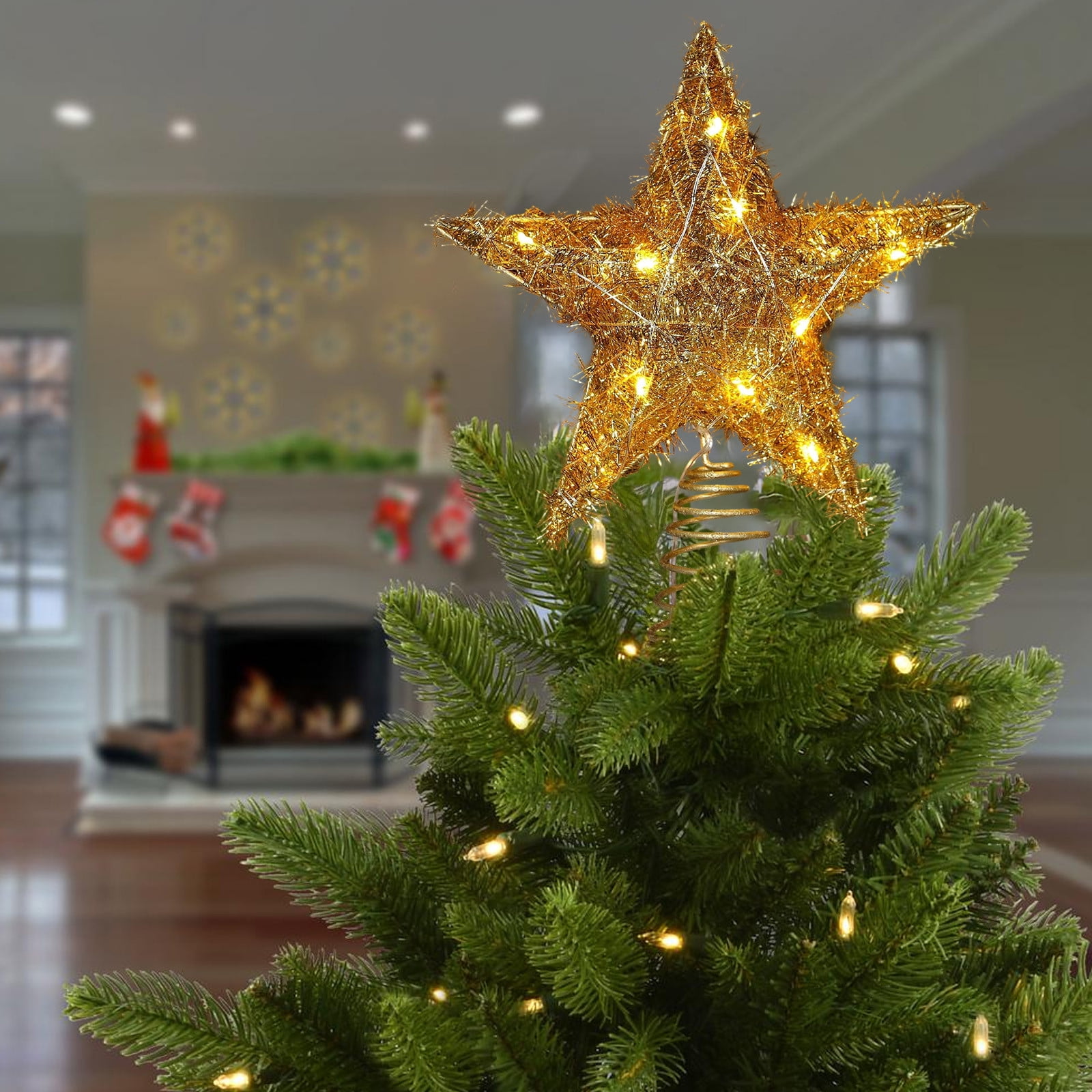 ZUBKTE Outdoor Christmas Decorations Christmas Tree Top Star Iron ...
