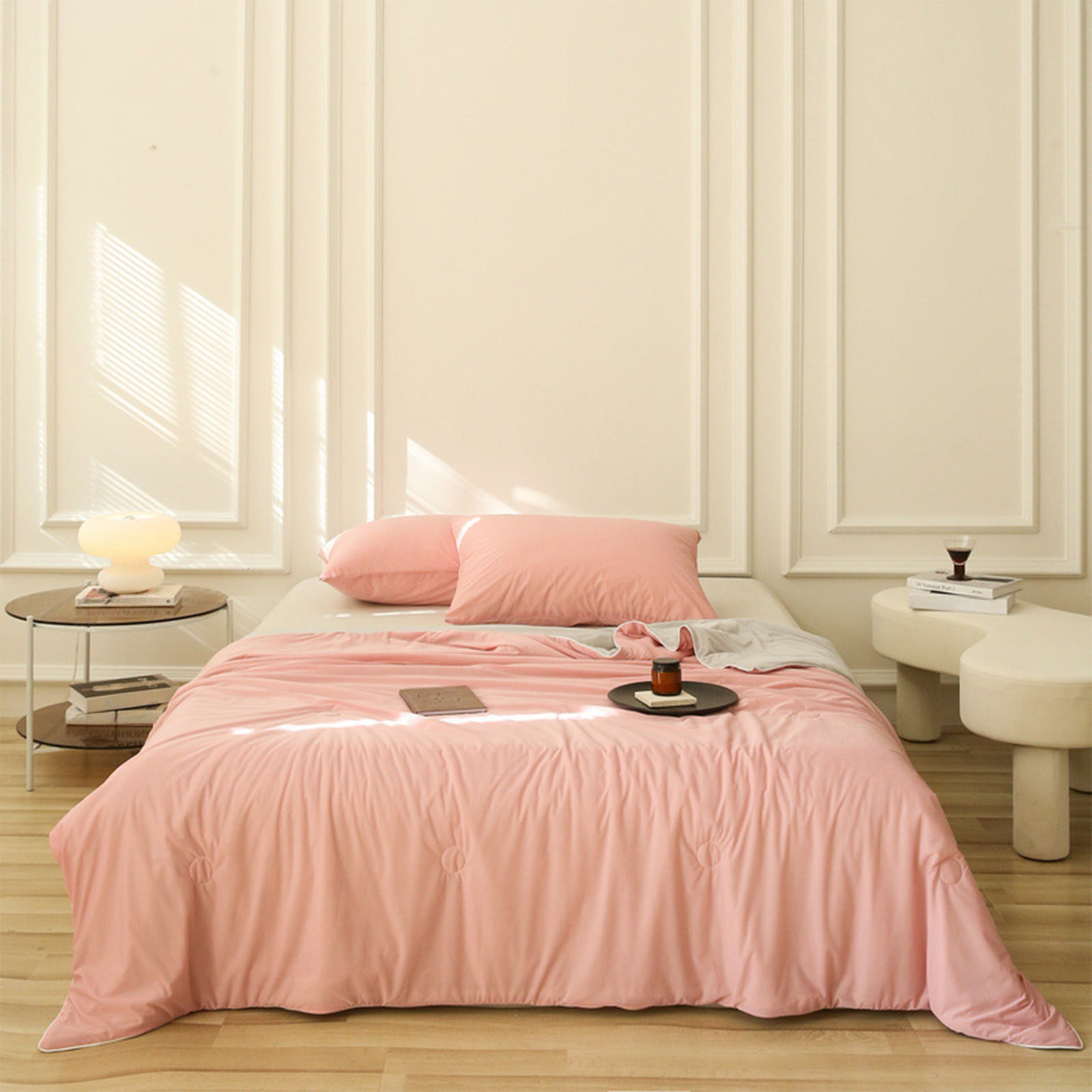 ZUBKTE Summer QuiltIce Cream Cool Feeling Silk Summer Quilt Solid Colour Summer Quilt Machine ...