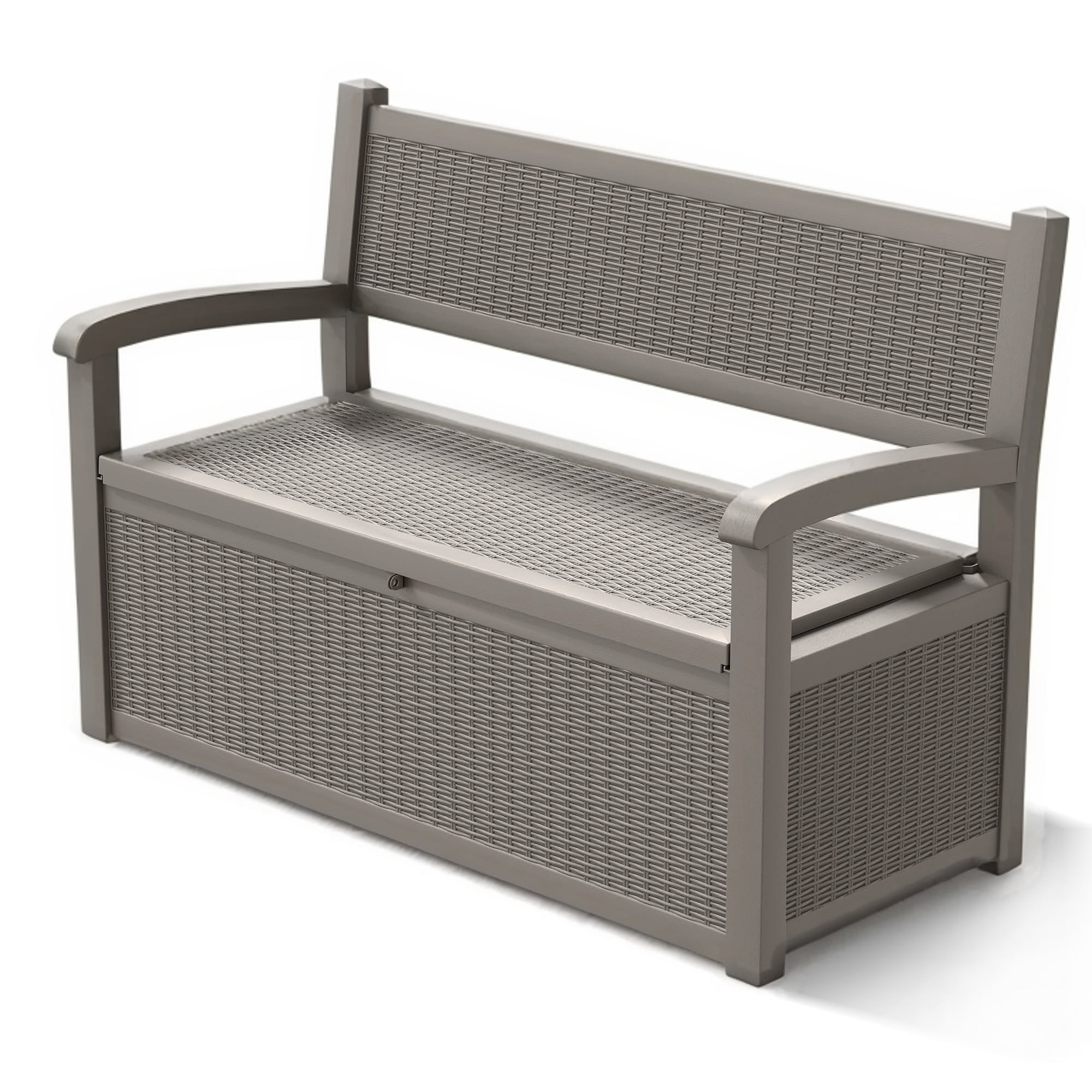70 Gallon Storage Bench Deck Box Outdoor with Armrests, Waterproof ...