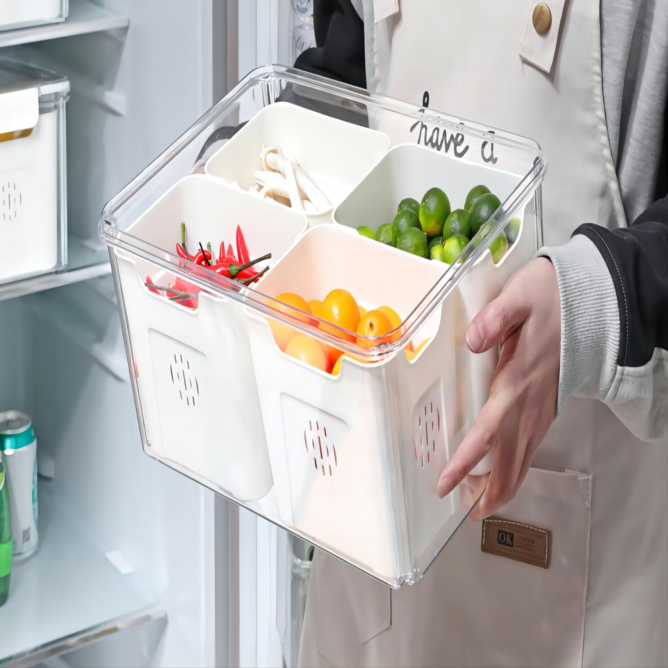 ZUEXT Divided Serving Tray with Lid & Handle, Airtight Fruit Storage ...