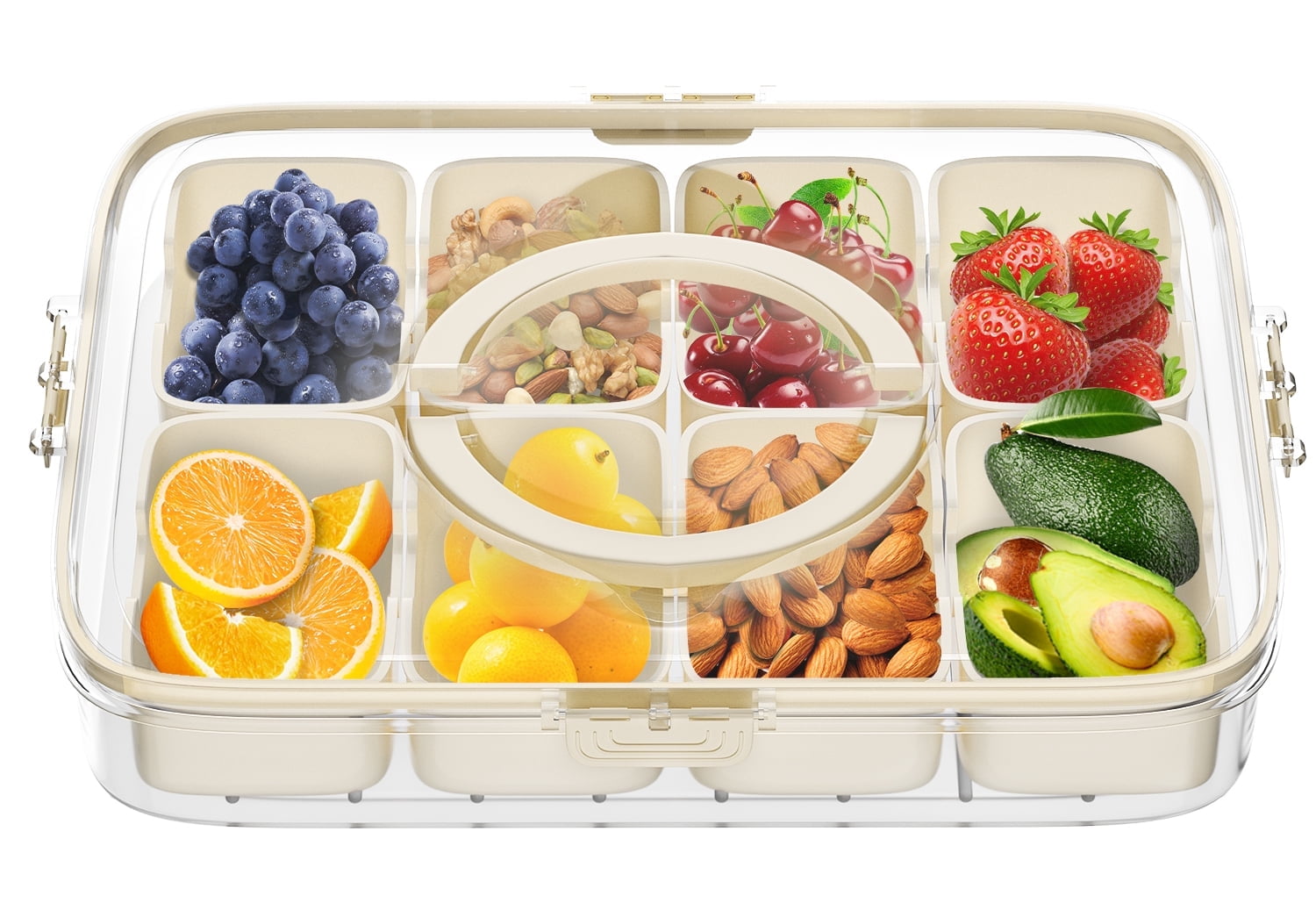 ZUEXT Portable Snackle Box with Lid, Divided Serving Tray for Party ...