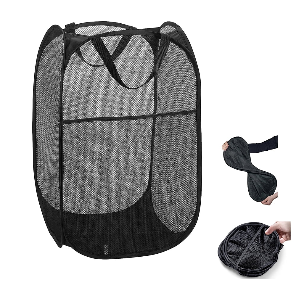 ZUIKEMX Mesh Pop Up Laundry Hamper with Carry Handles and Side Pocket ...