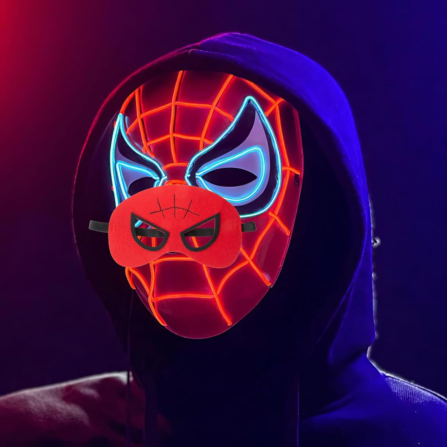 ZUITEH Glowing Superhero Mask for Adults/Kids - LED Light-Up with 3 ...