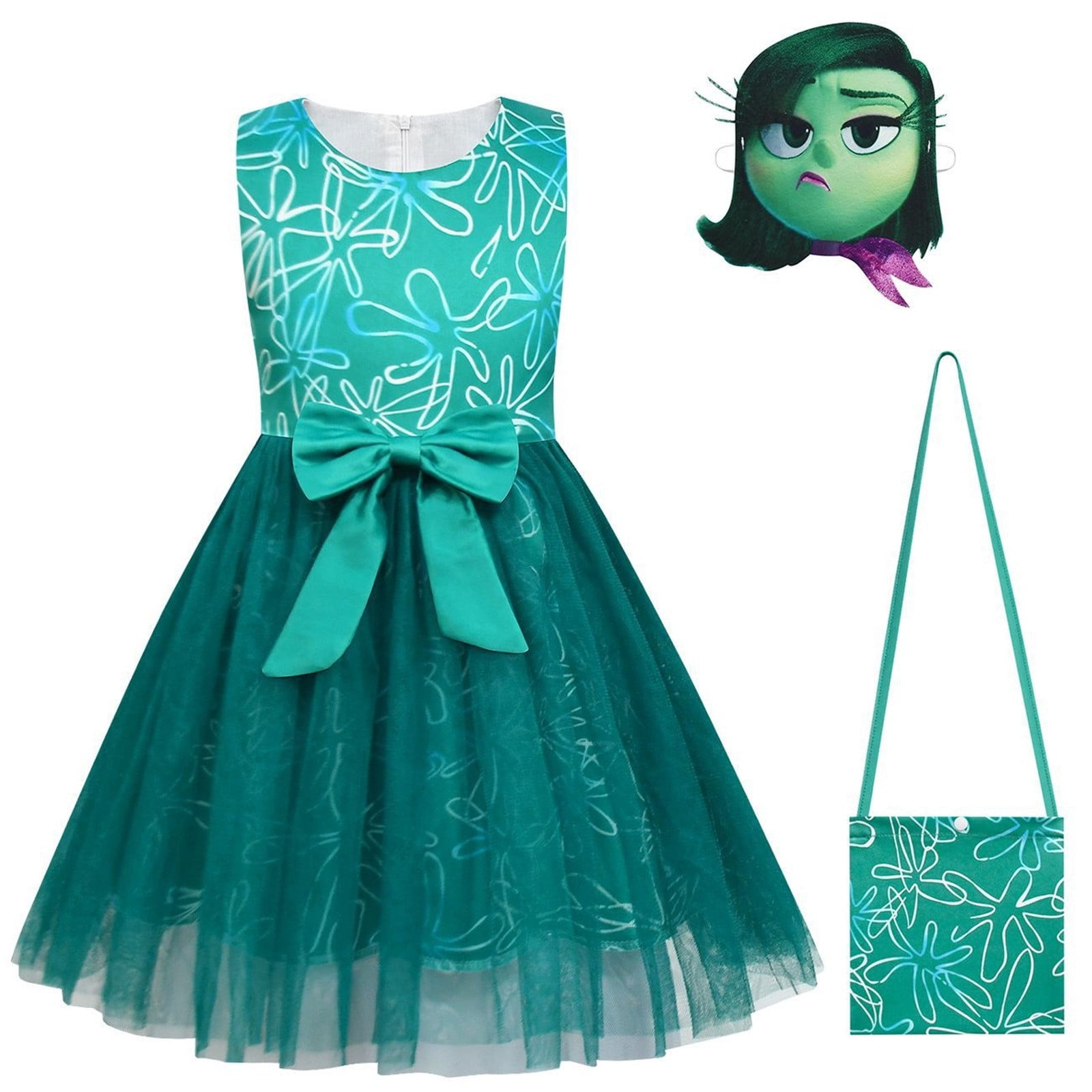 ZUITEH Inside Out Costumes - Princess Dress with Bag for Girls Inside ...