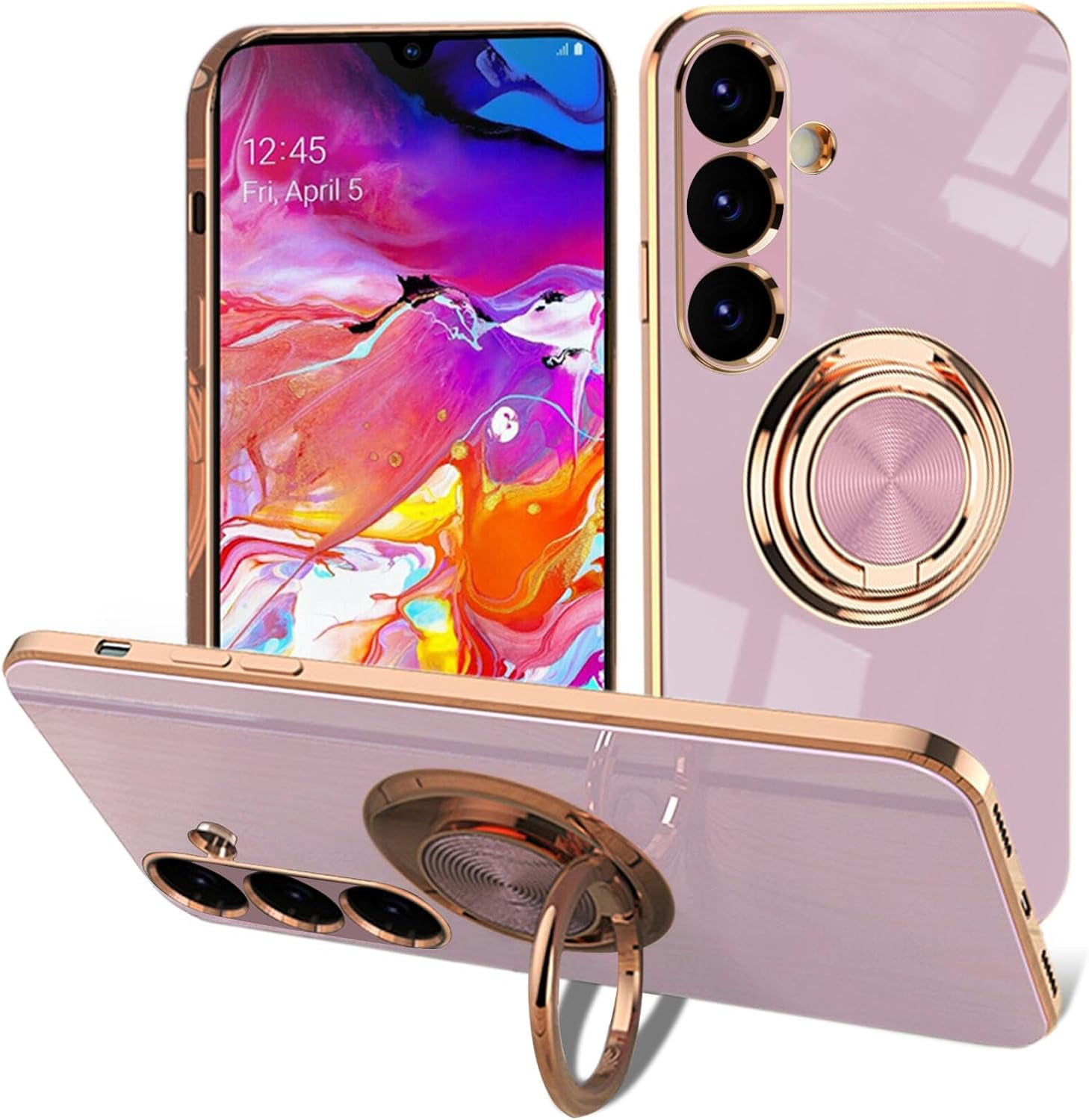 ZUKKASHAN Electroplated Magnetic Ring Holder Case for Samsung Galaxy ...