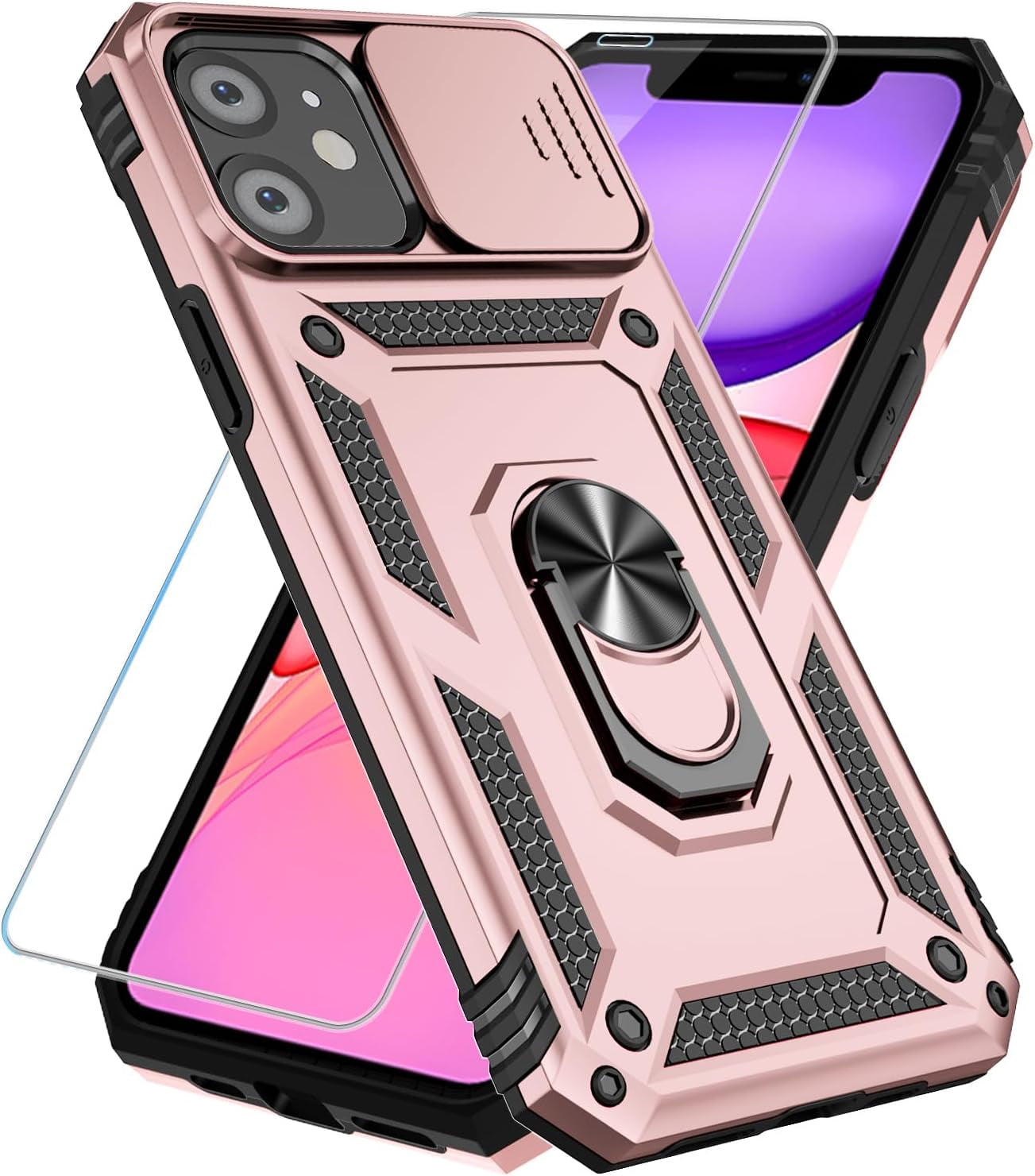 ZUKKASHAN for iPhone 11 Case with HD Screen Protector & Slide Camera ...