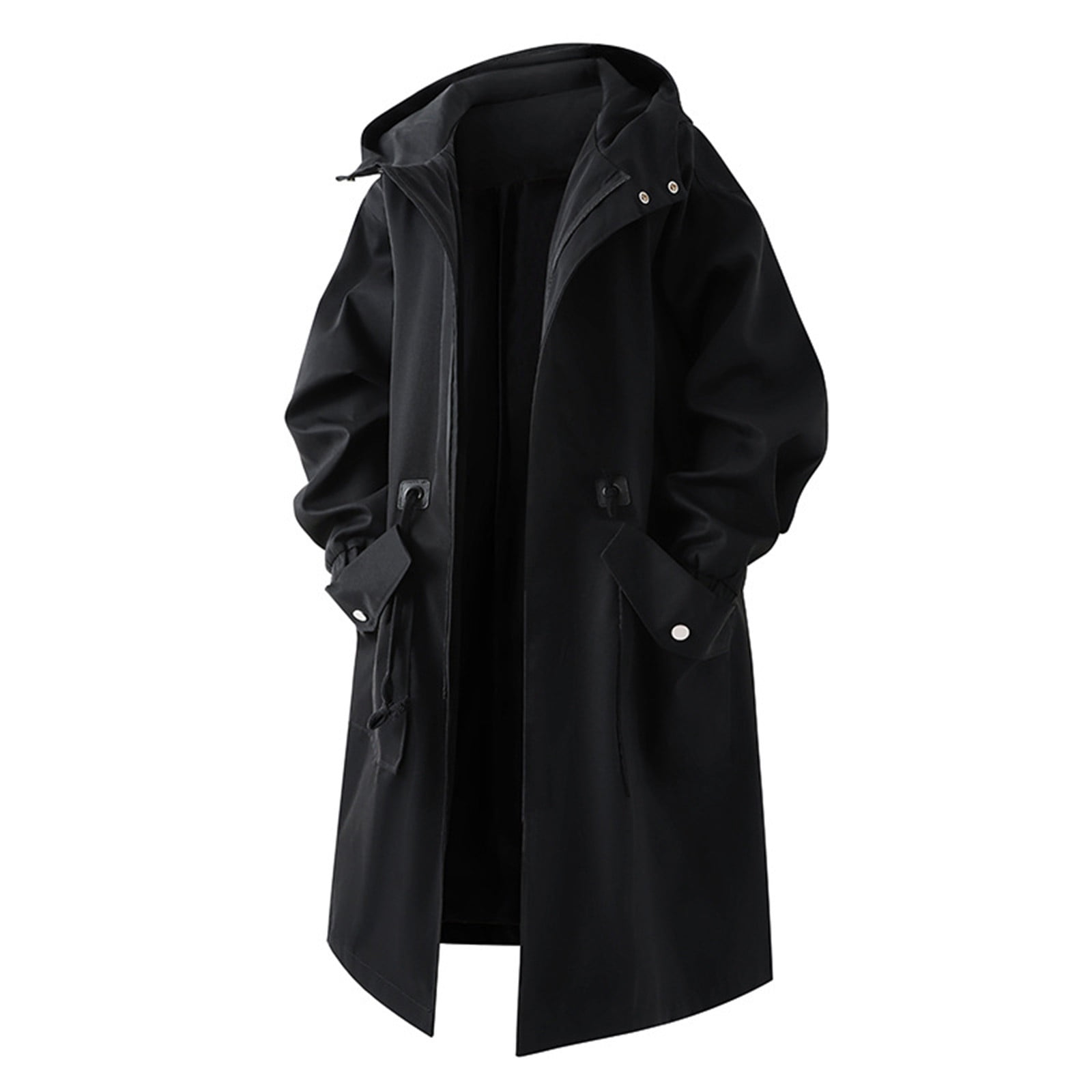 ZUKMRJPC Men's Mid Long Overcoat Solid Color Full Zip Hooded Long ...