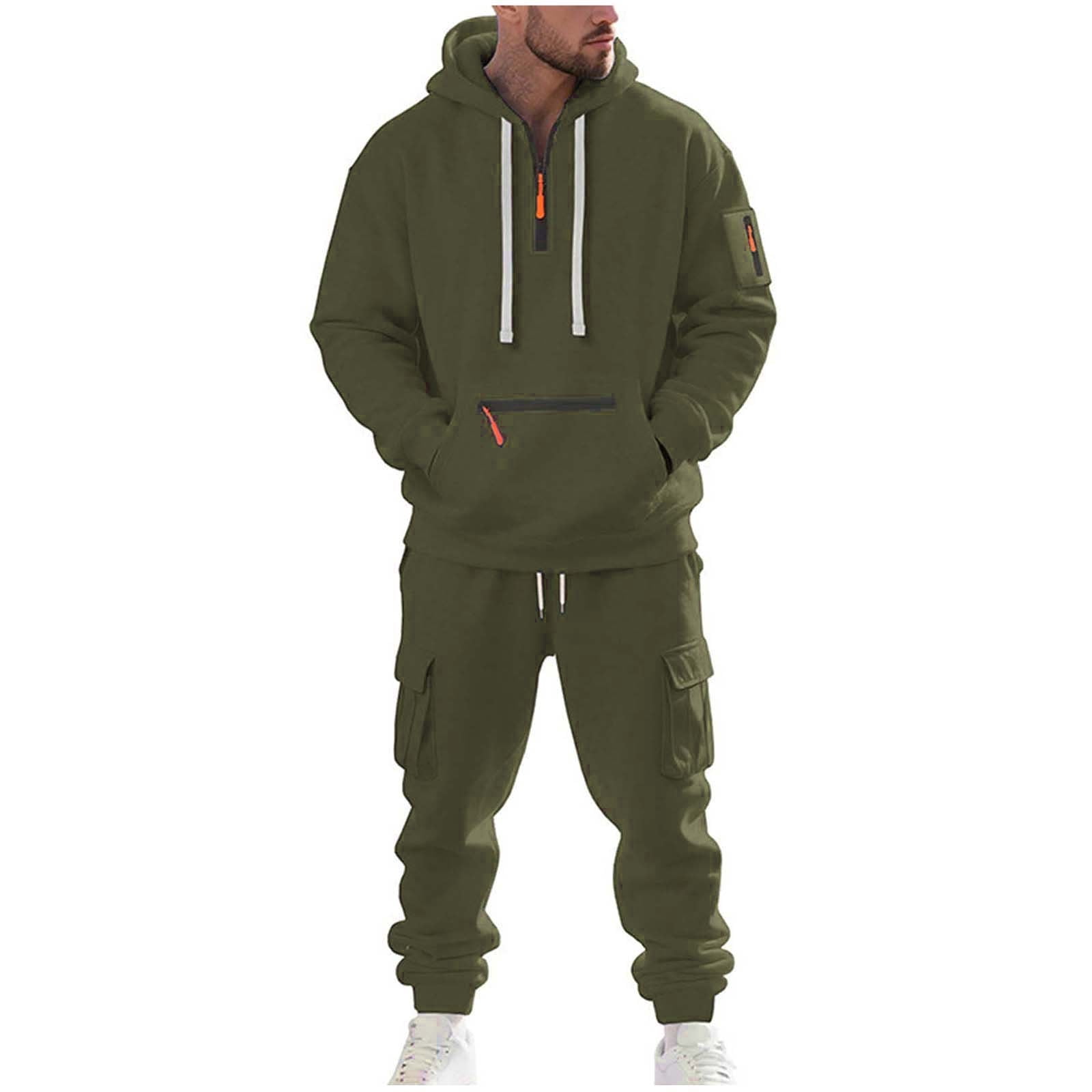 ZUKMRJPC Men's Tracksuit Sets 2 Piece Quarter Zip Tactical Hoodies and ...
