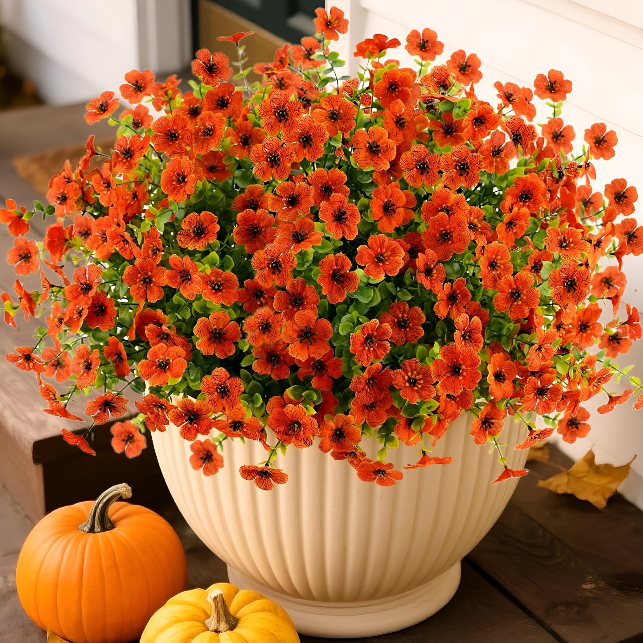 ZULAR 12 Bundles Artificial Fall Flowers Outdoor Fake Mums,Faux Flower ...