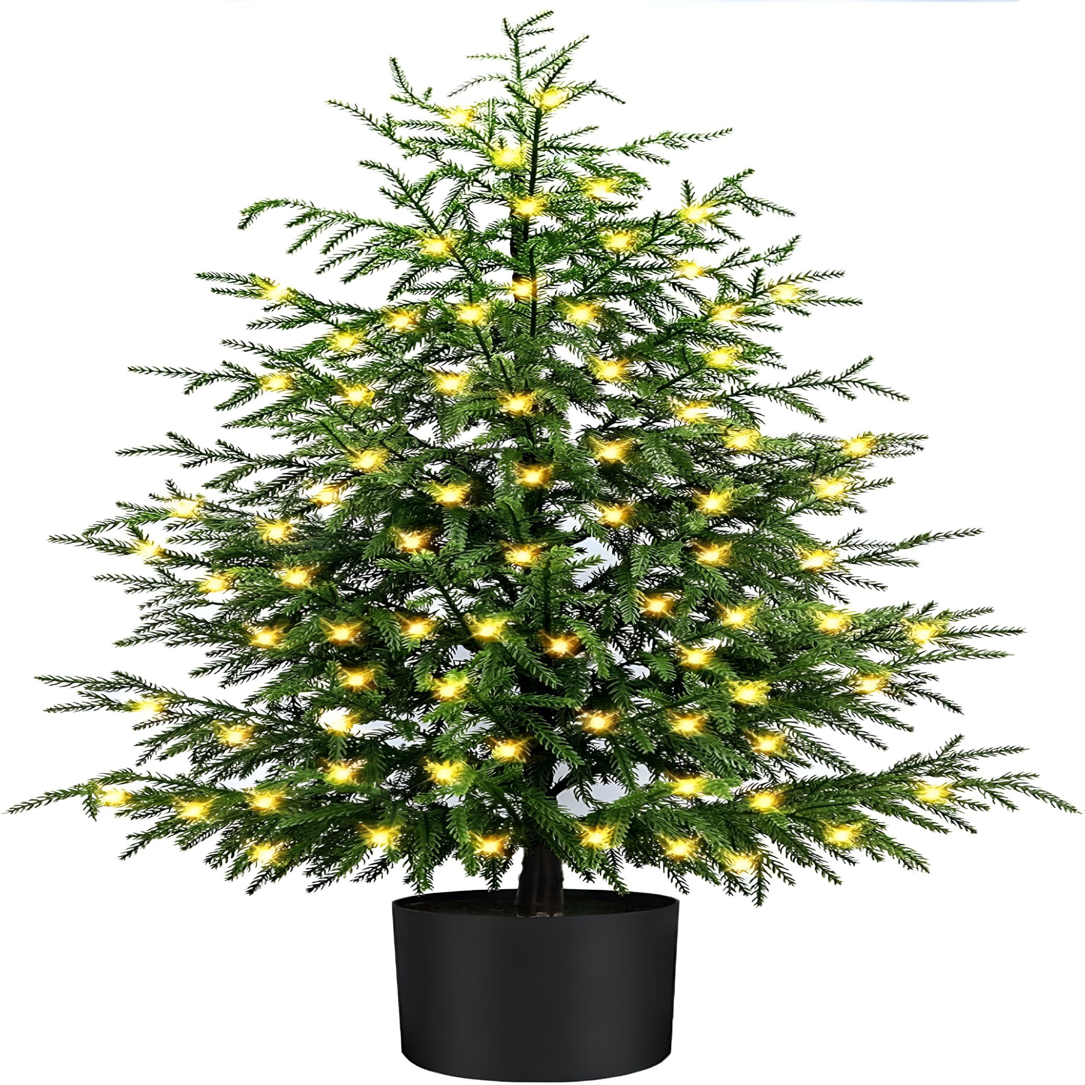 ZULAR 4Ft Pre-Lit Artificial Norfolk Pine Christmas Tree with Pot ...