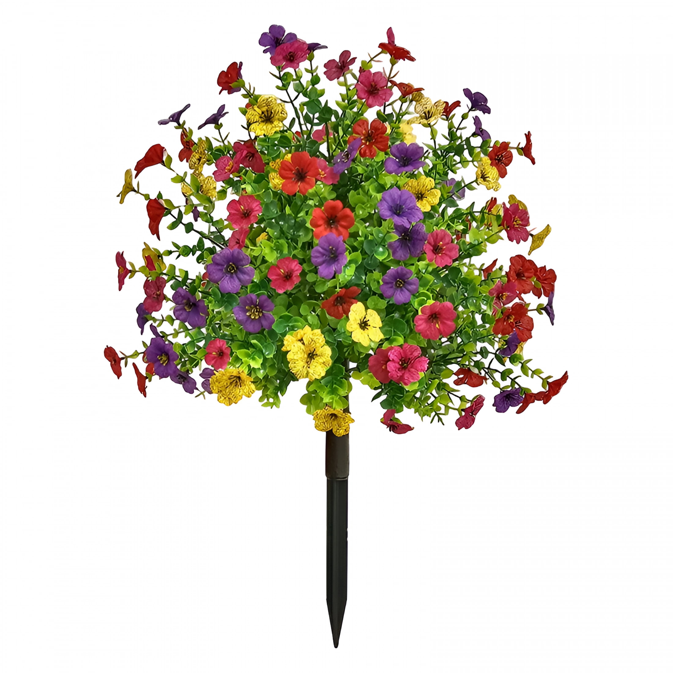 ZULAR Vibrant Artificial Red Flowering Shrub with Stake Lifelike Faux ...