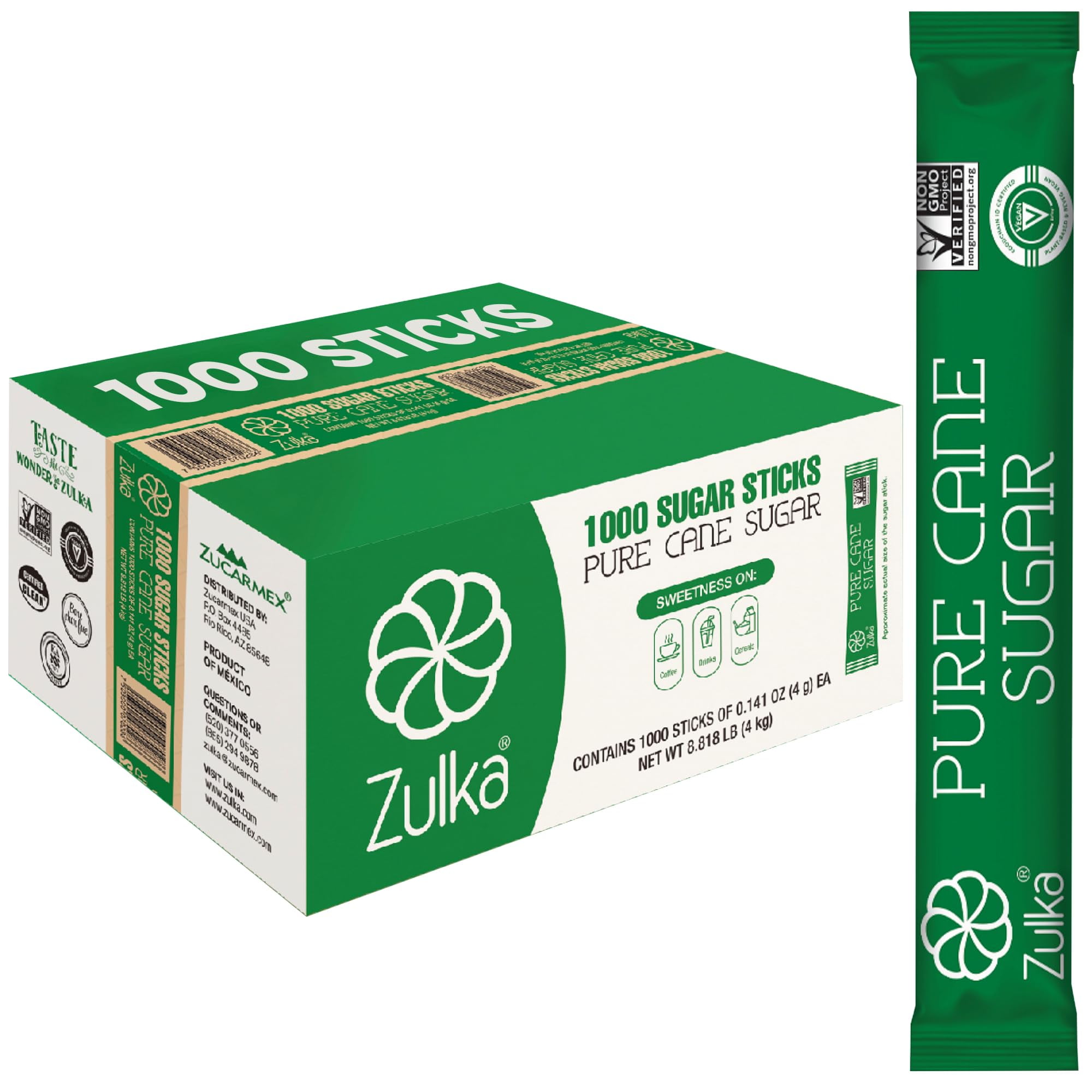 ZULKA PURE CANE SUGAR STICK BULK 1 X 1000 STICKS - Walmart.com