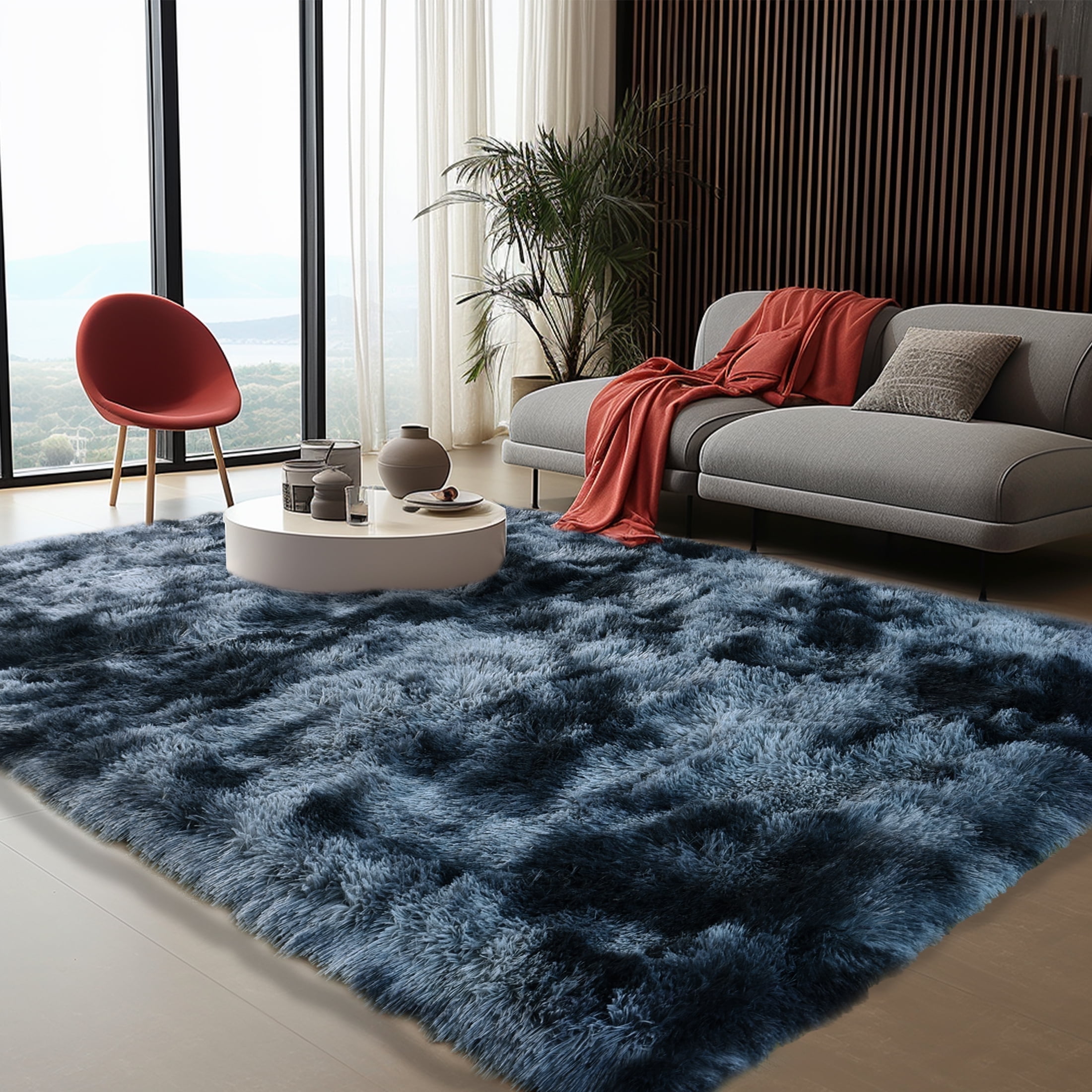 ZUMAS Large Area Rugs,5x7ft Anti-Skid Fluffy Shag Carpets for Living ...