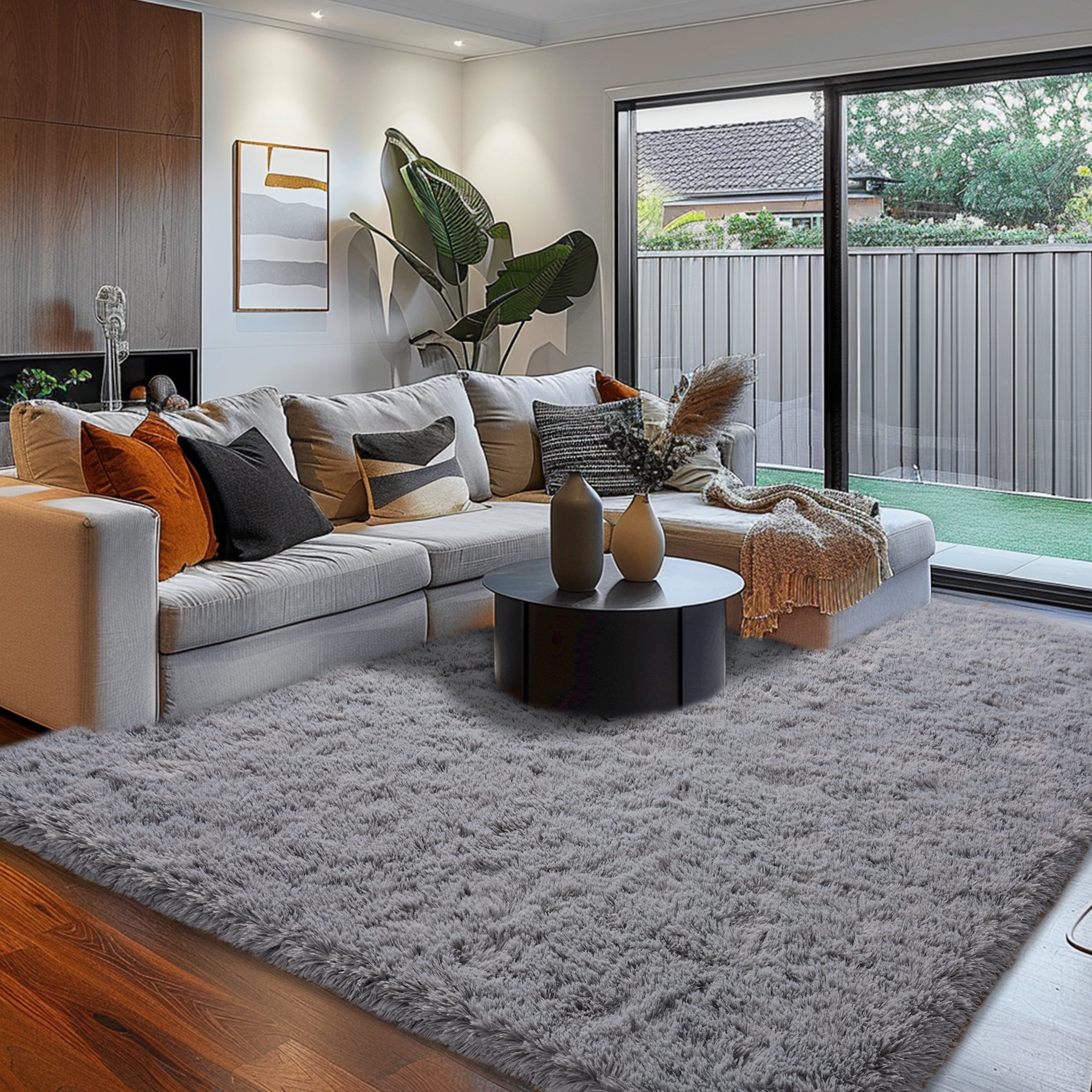 ZUMAS Large Area Rugs,9x12ft Anti-Skid Fluffy Shag Carpets for Living ...