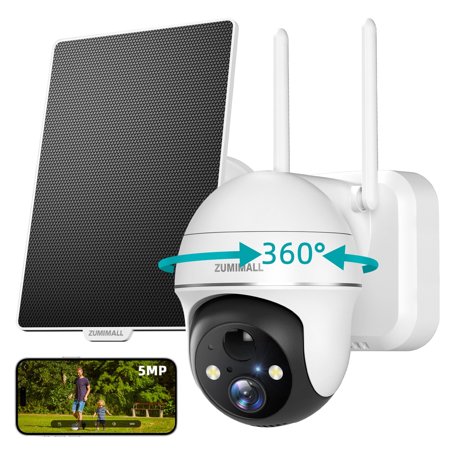 ZUMIMALL X2K 5MP Wireless Solar Outdoor Security Camera 2.4Ghz Wi-Fi ...