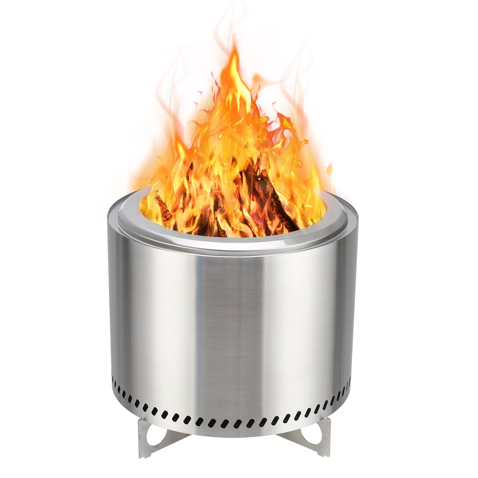 ZUNMOS 19 inch Smokeless Wood-Burning Fire Pit - Stainless Steel ...