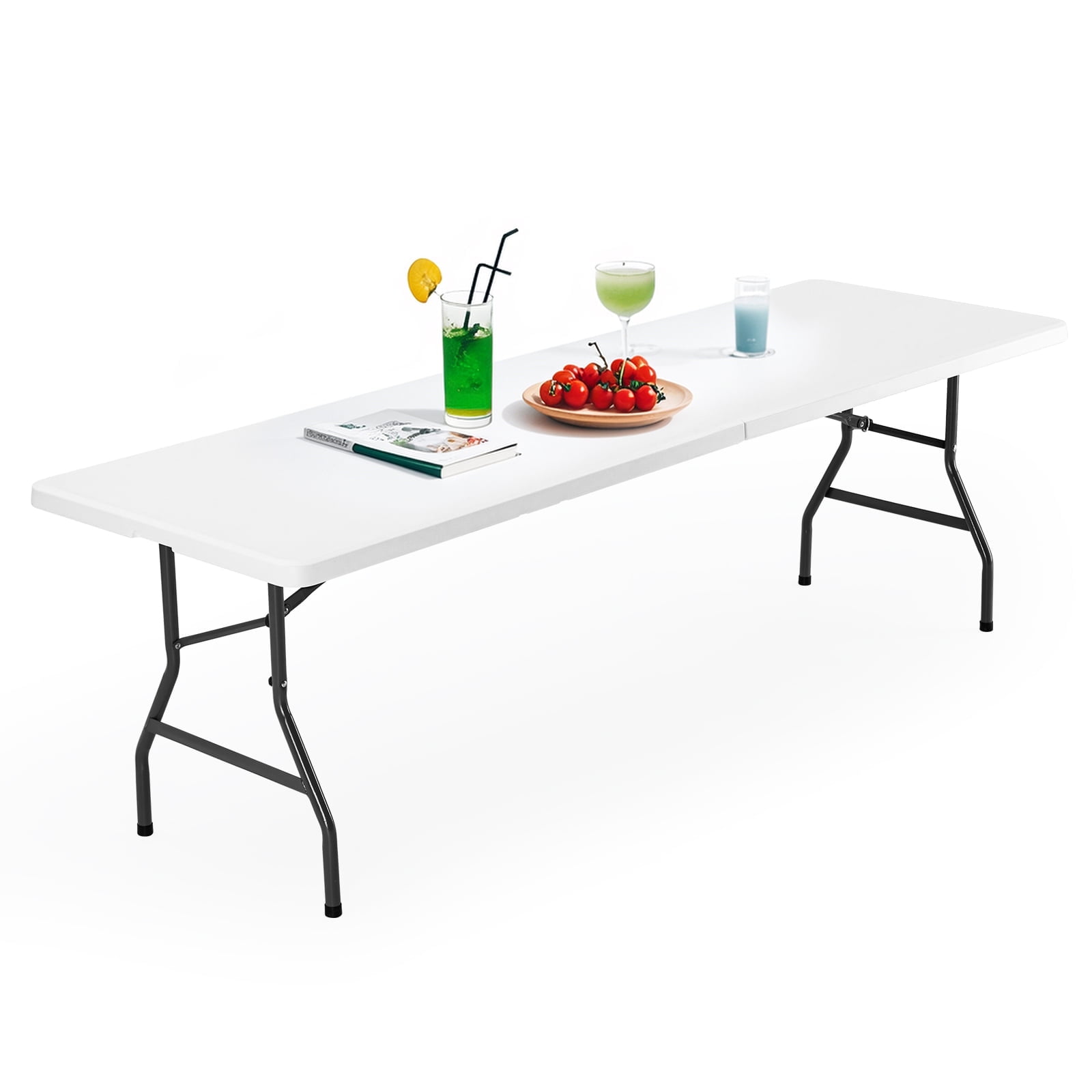 ZUNMOS 8FT Folding Table with Handles for Parties, Banquets, Backyard ...