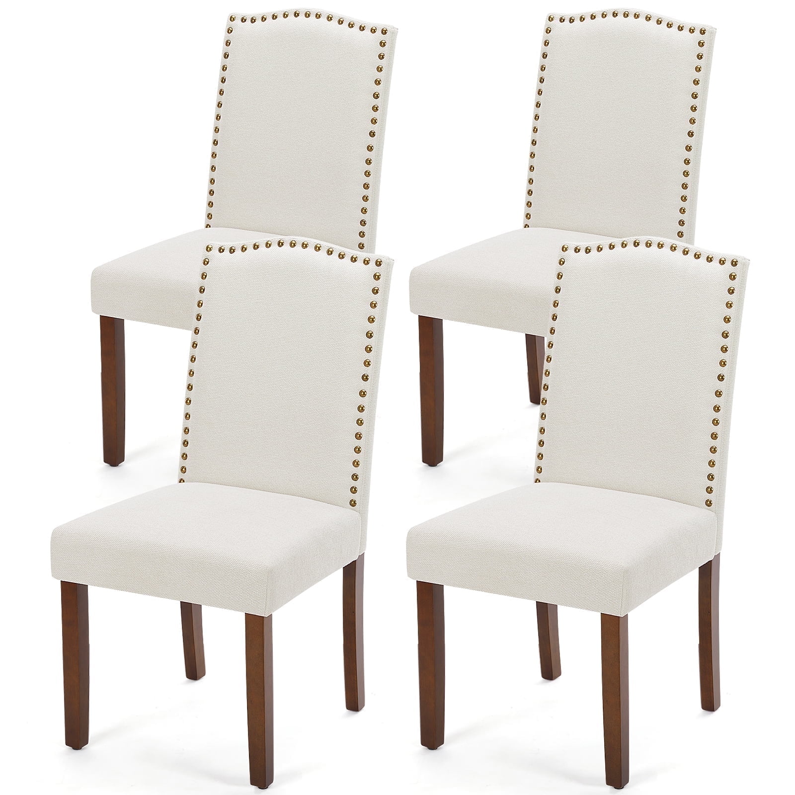 EDX Dining Chairs Set of 4, Parsons Chairs with Nailhead Trim and Wood ...
