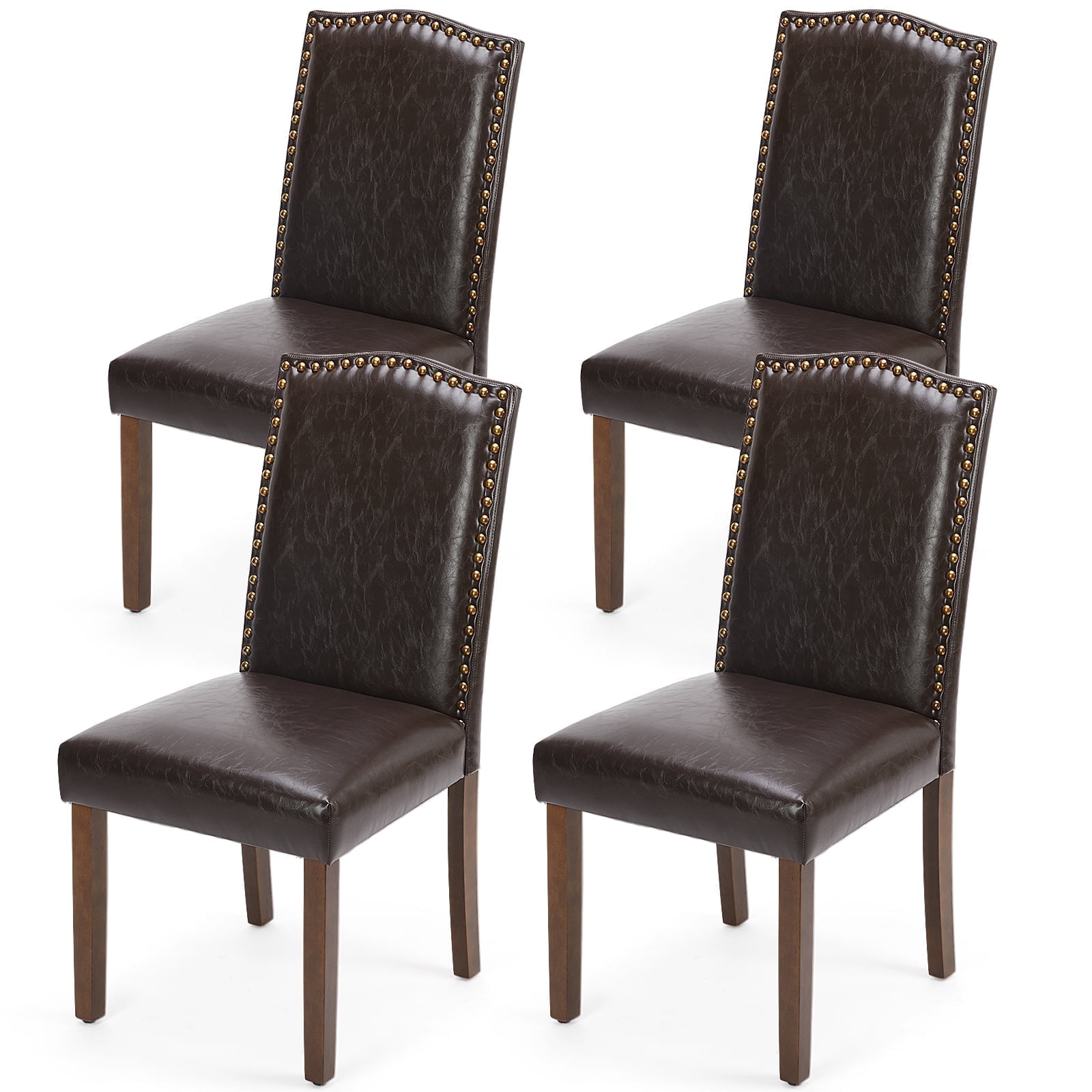EDX Dining Chairs Set of 4, Parsons Chairs with Nailhead Trim and Wood ...