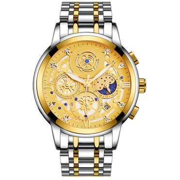 OLEVS Mens Watches Chronograph Luxury Dress Moon Phase Quartz Stainless ...