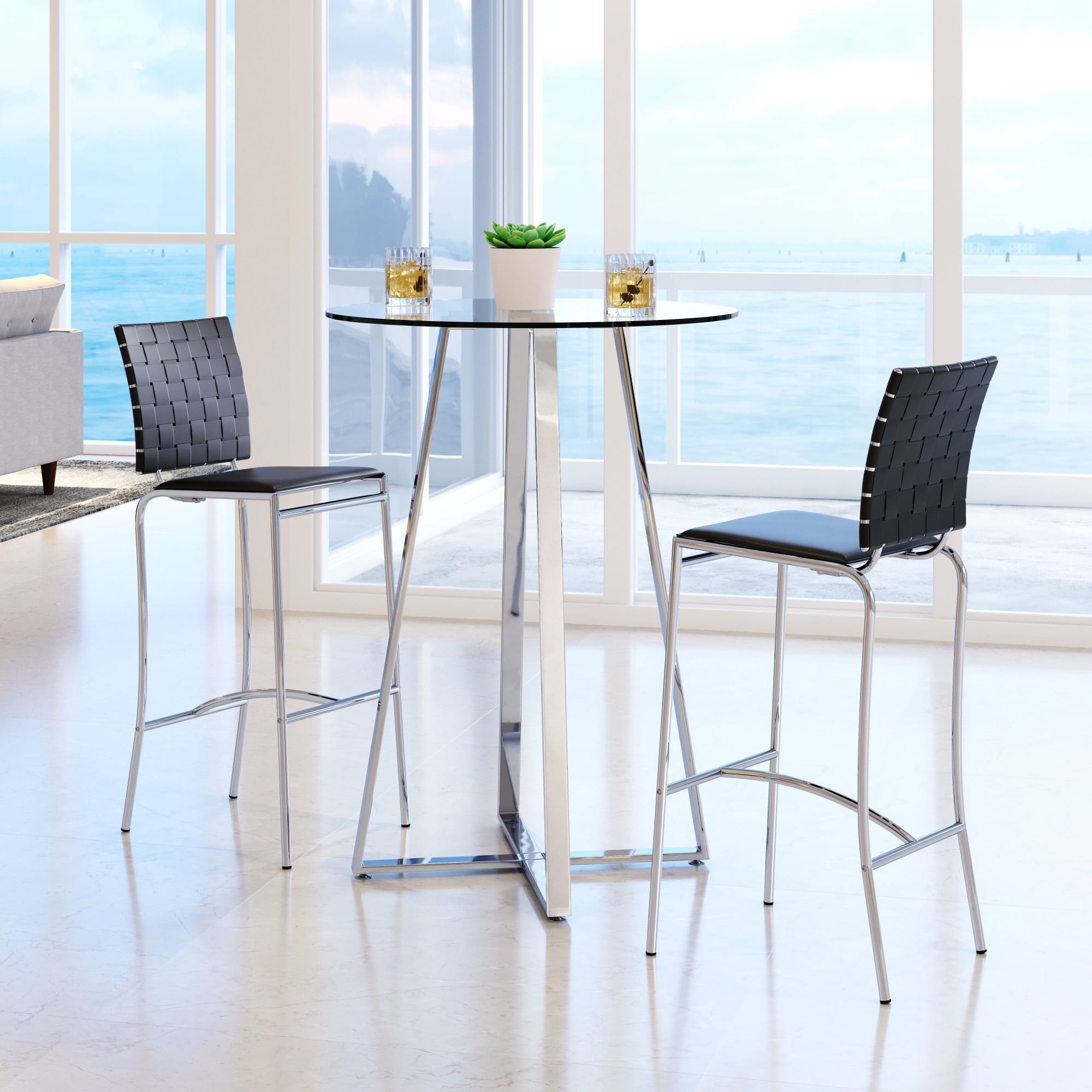 ZUO Criss Cross Bar Chair (Set of 2) Black - Walmart.com