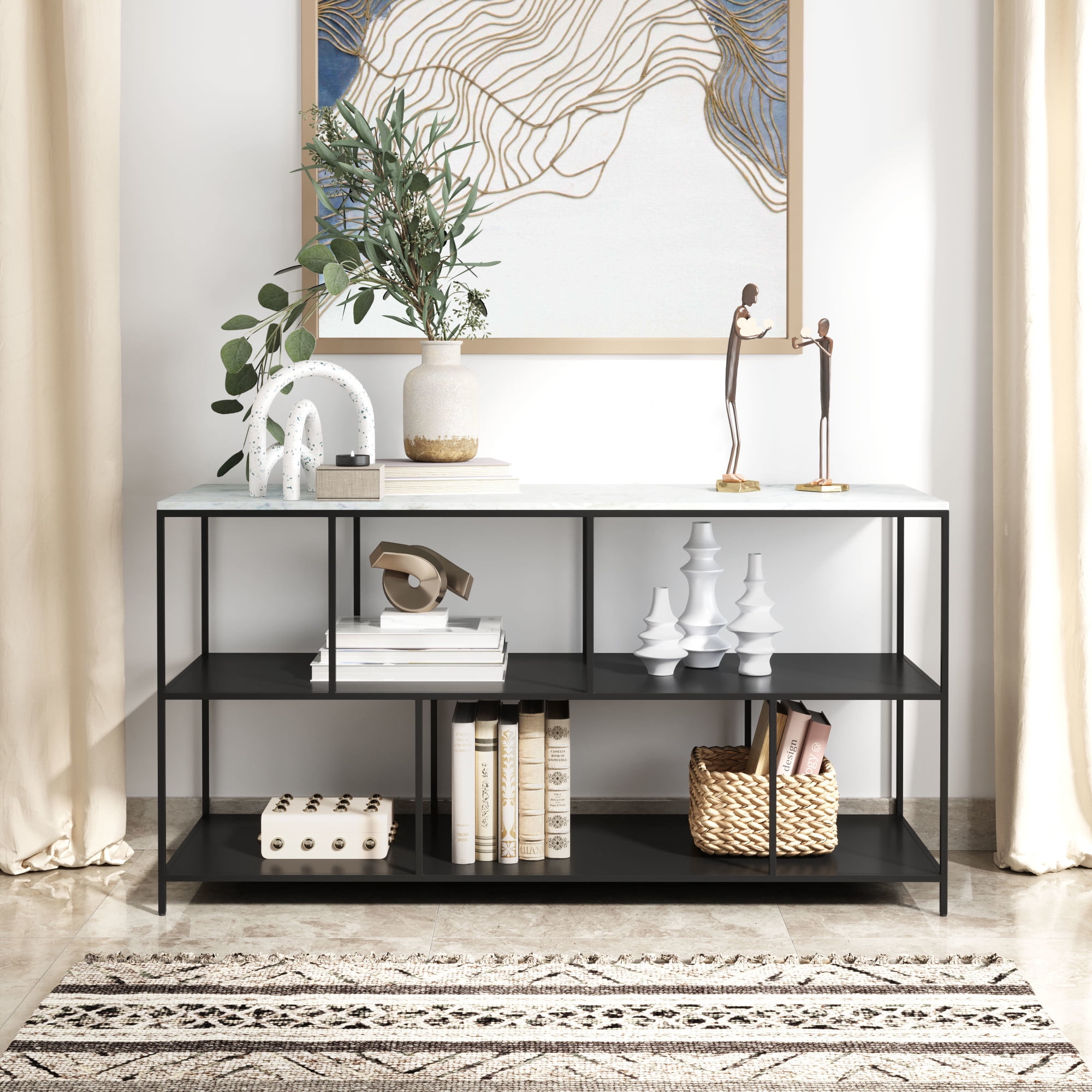 Singularity Console Table White & Black - Walmart.com