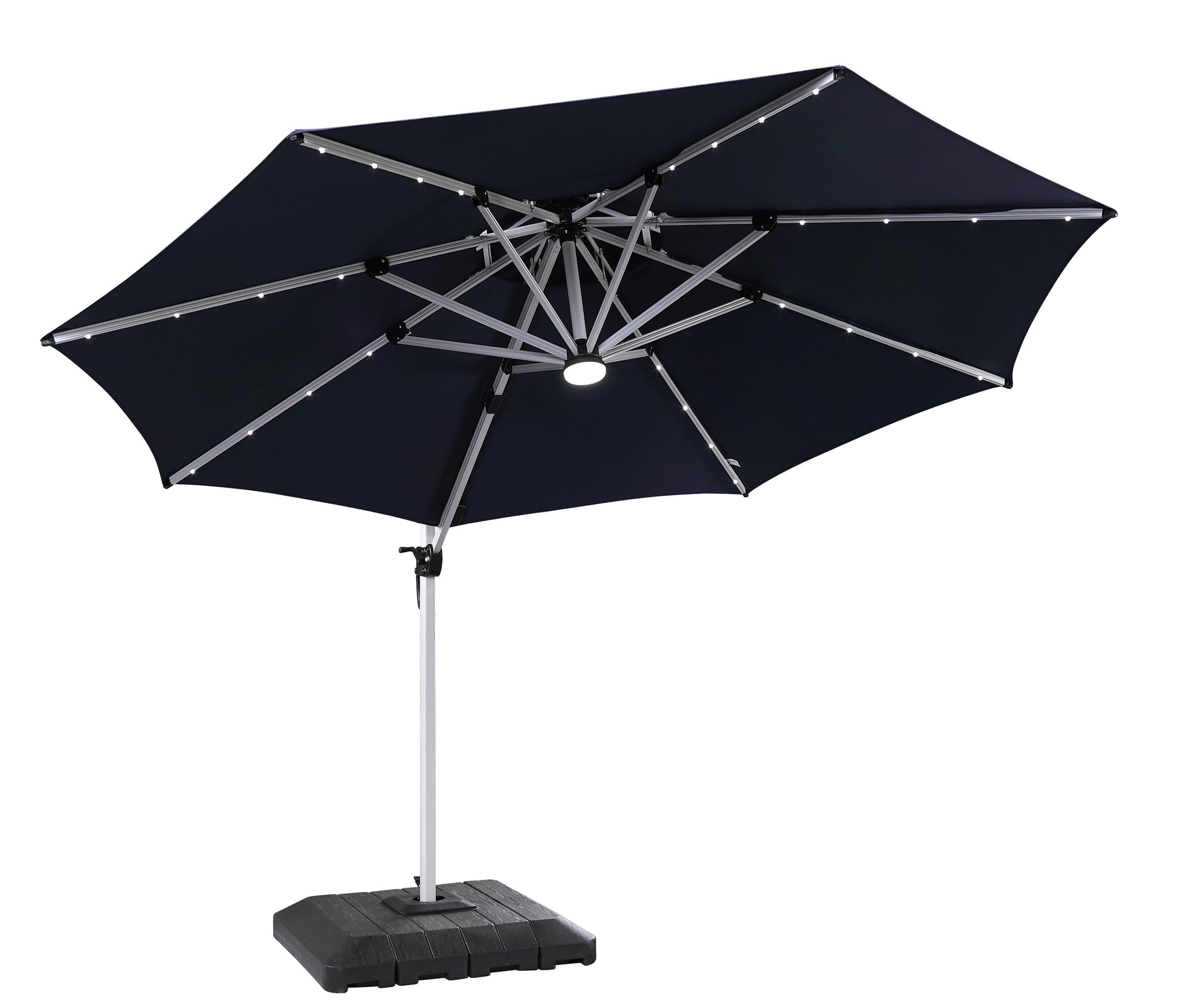 ZUPERIA 10 Feet Round Patio Umbrella Outdoor Cantilever with Solar ...