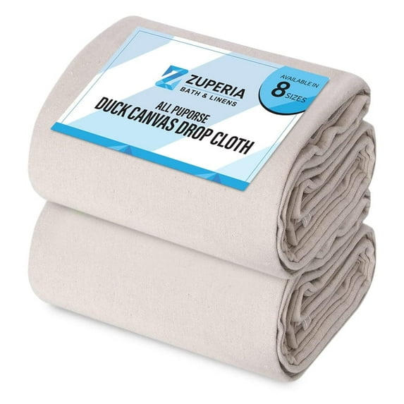 Zuperia Canvas Drop Cloth, 4'x15', Pack of 2, Heavy Duty Cotton Floor ...