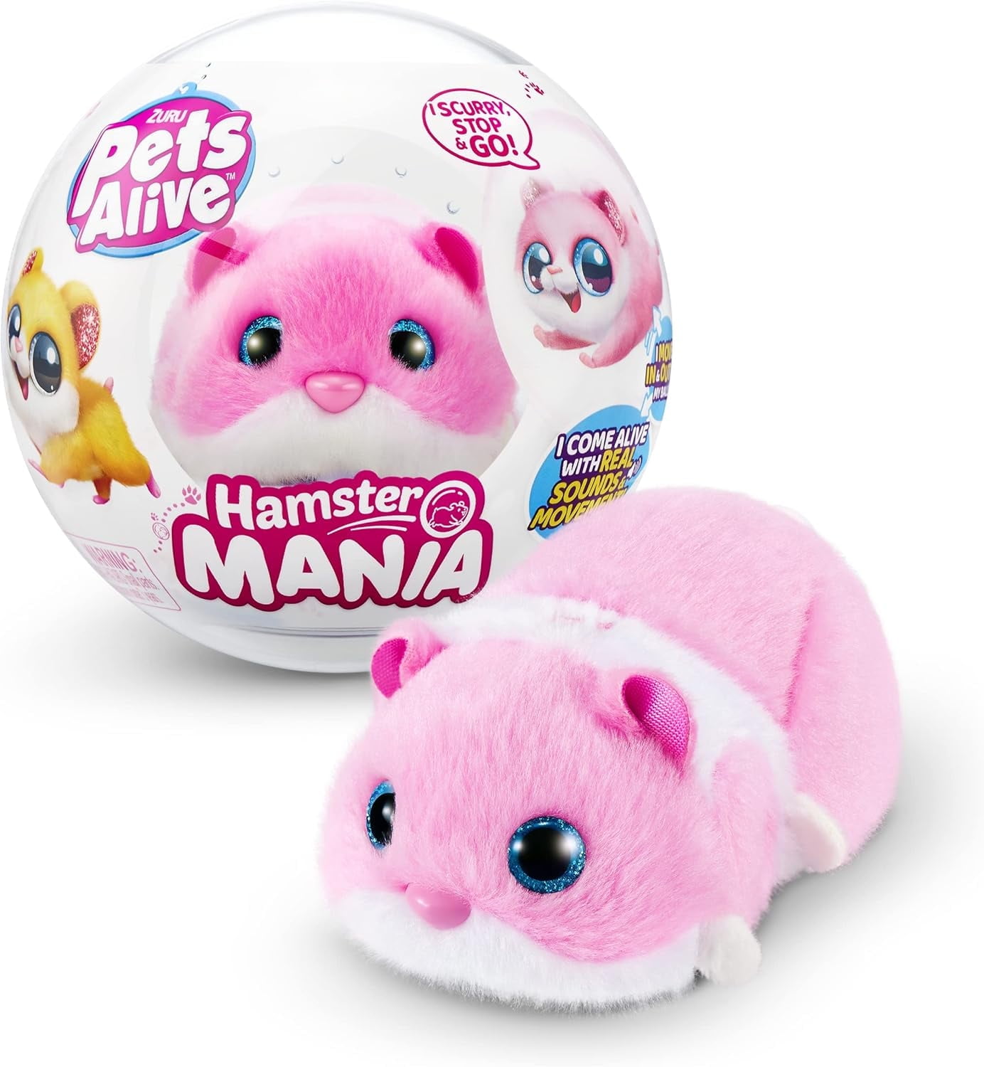 ZURU Pets Alive Hamstermania (Pink) Hamster, Electronic Pet, 20+ Sounds ...