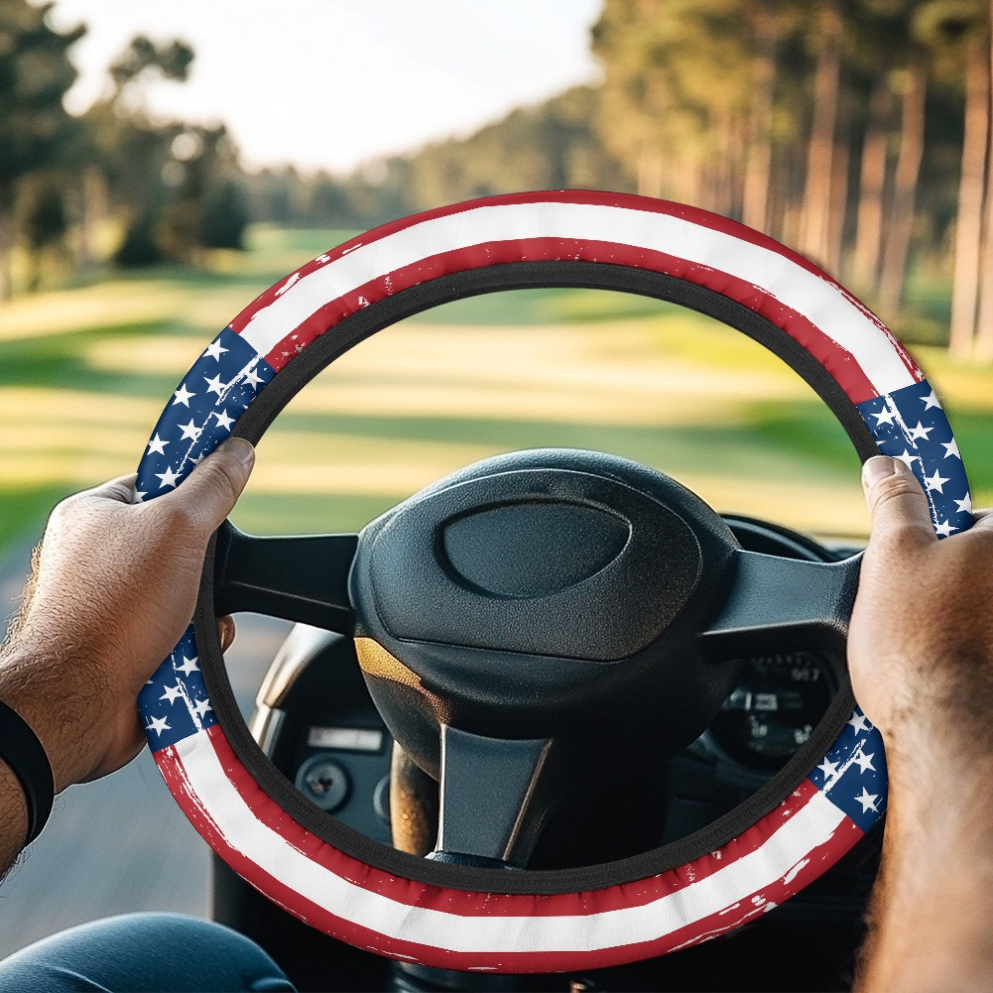 ZUXONGSY American Flag Golf Cart Steering Wheel Covers Universal Auto ...
