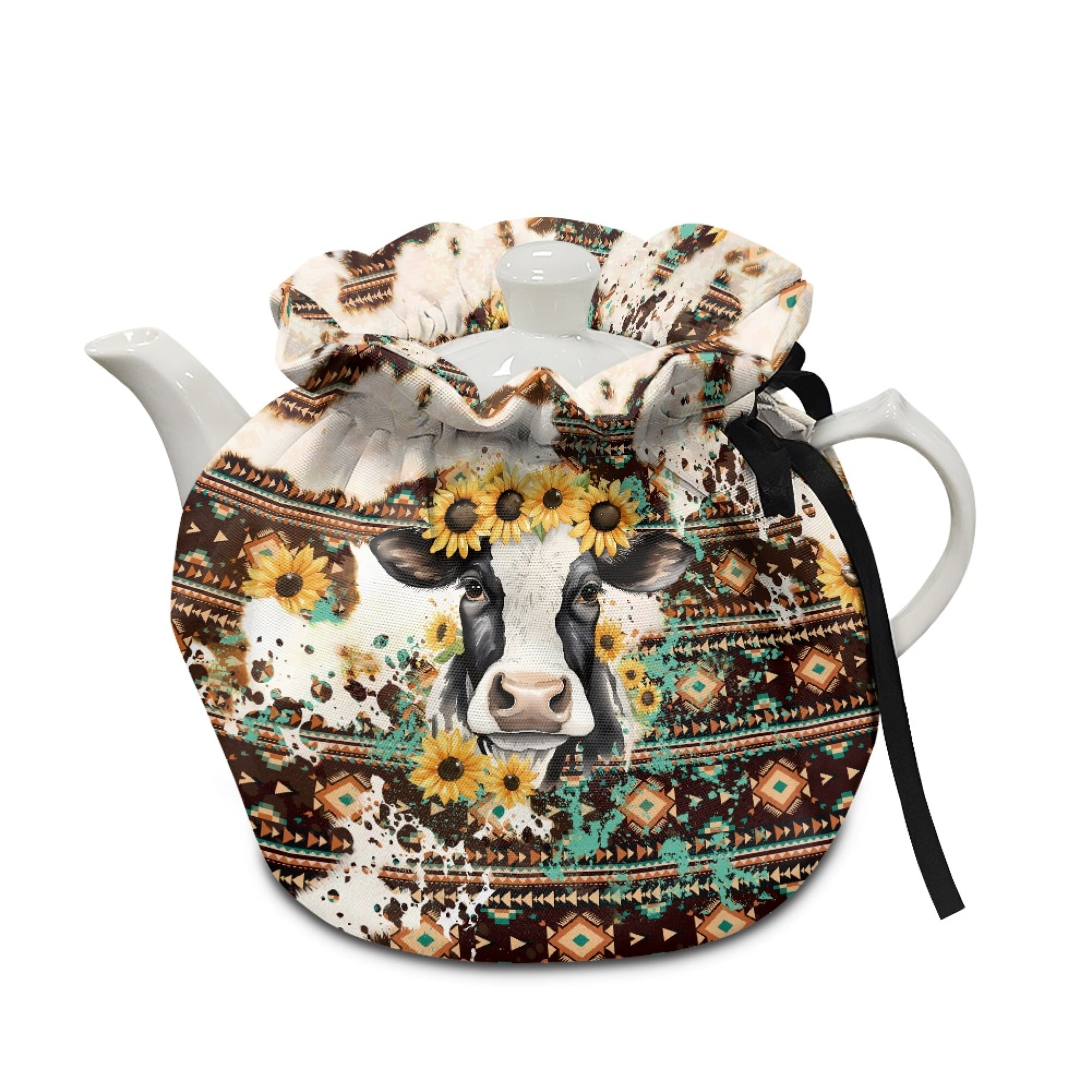 ZUXONGSY Aztec Ethnic Cow Tea Cozy for Teapot Teapot Cover with Elastic ...
