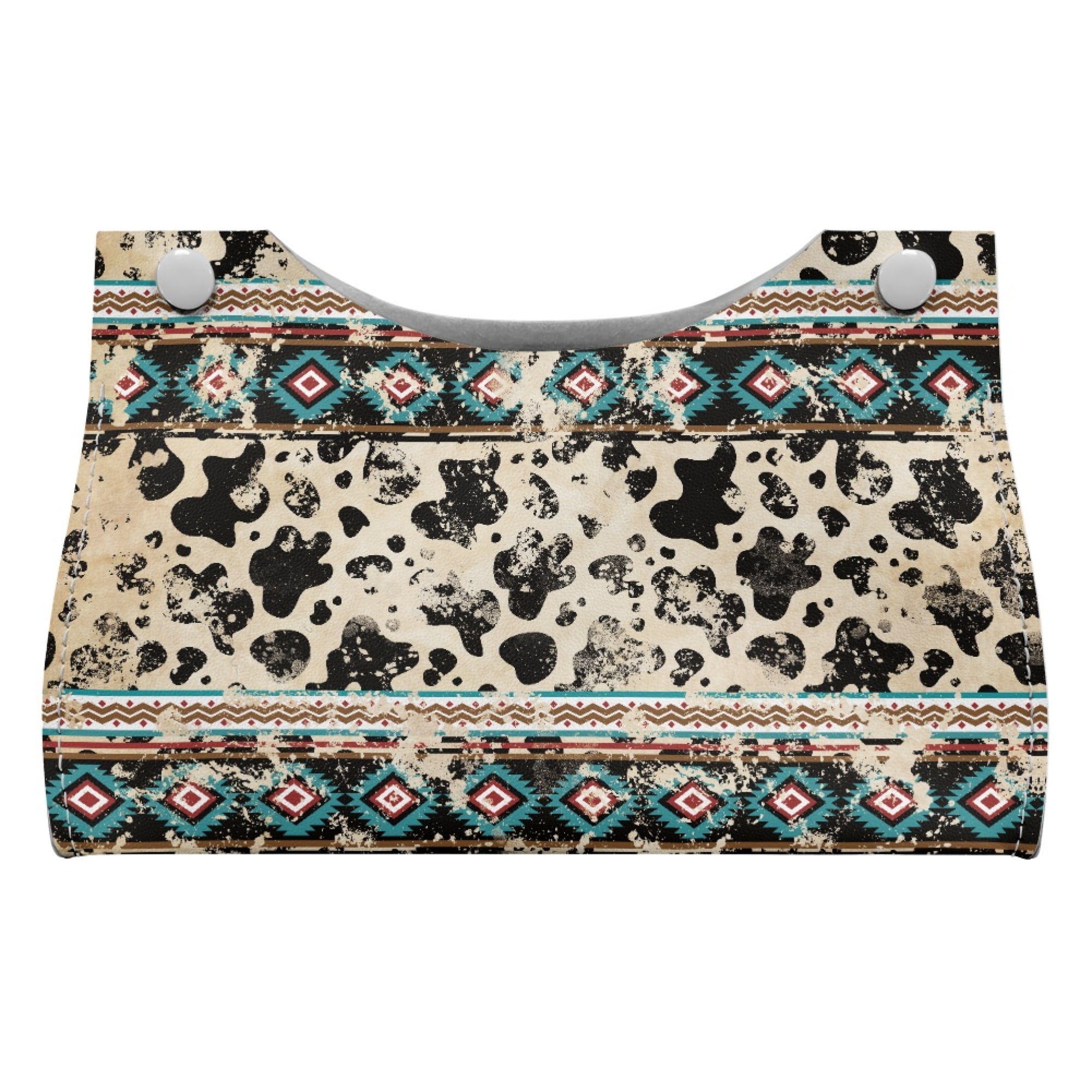 ZUXONGSY Aztec Tribal Cow Print Tissue Box Cover 2 Piece PU Leather ...