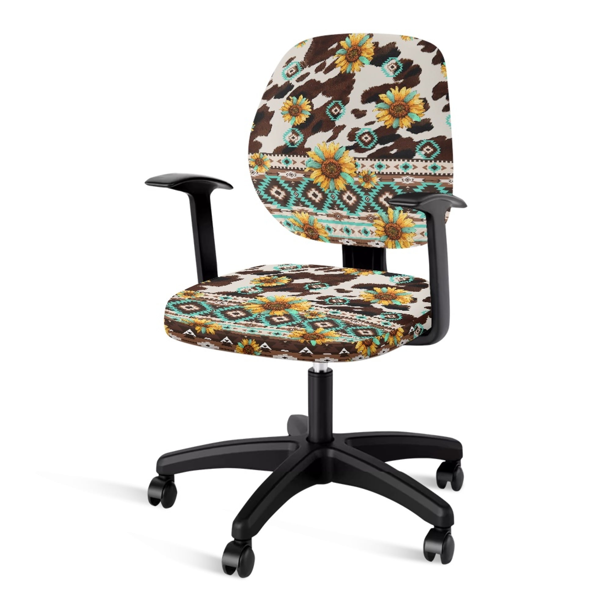 ZUXONGSY Aztec Tribal Sunflower Desk Chair Cover 2 PCS Cow Print Chair ...