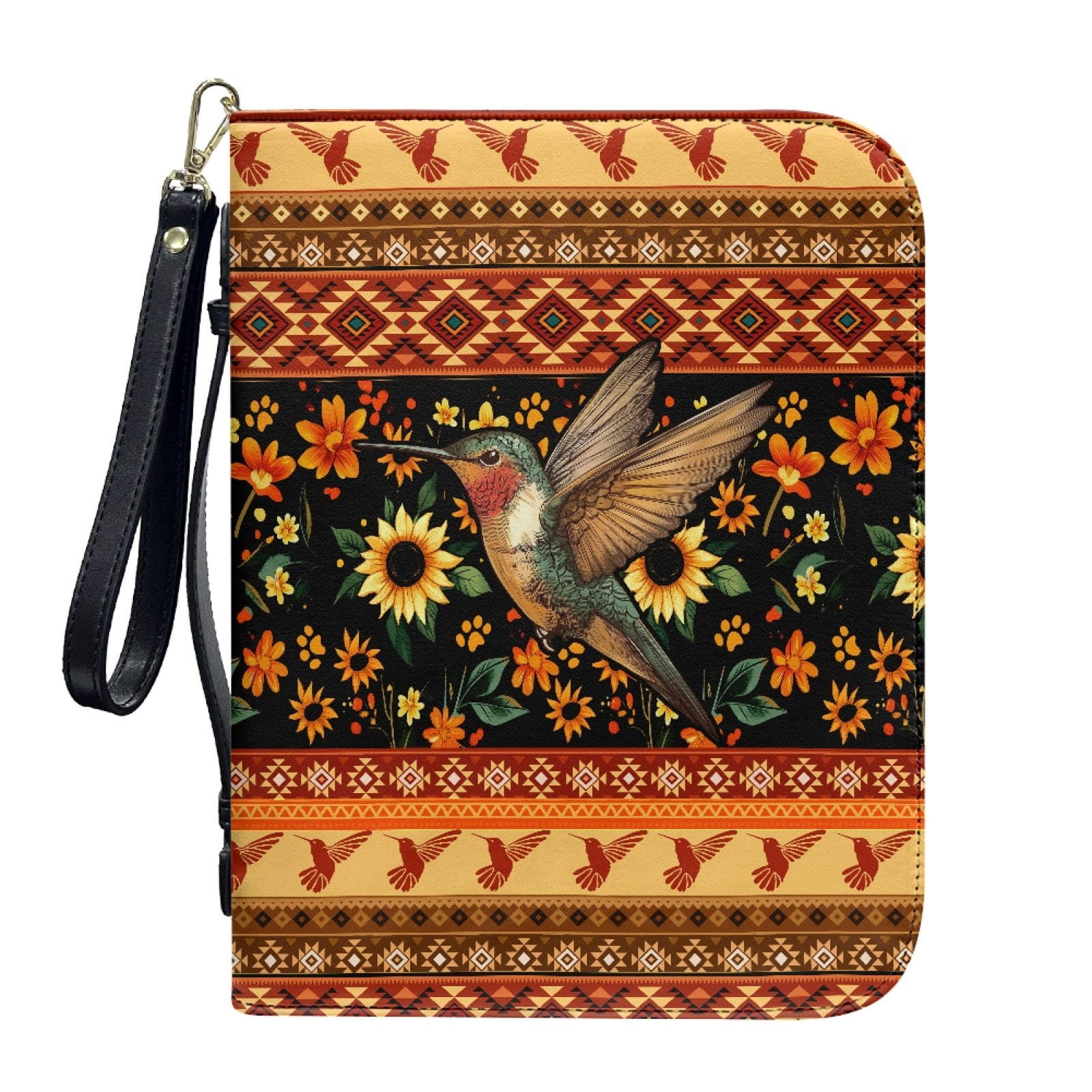 ZUXONGSY Aztec Tribe Hummingbird Sunflower Floral Print Leather Bible ...