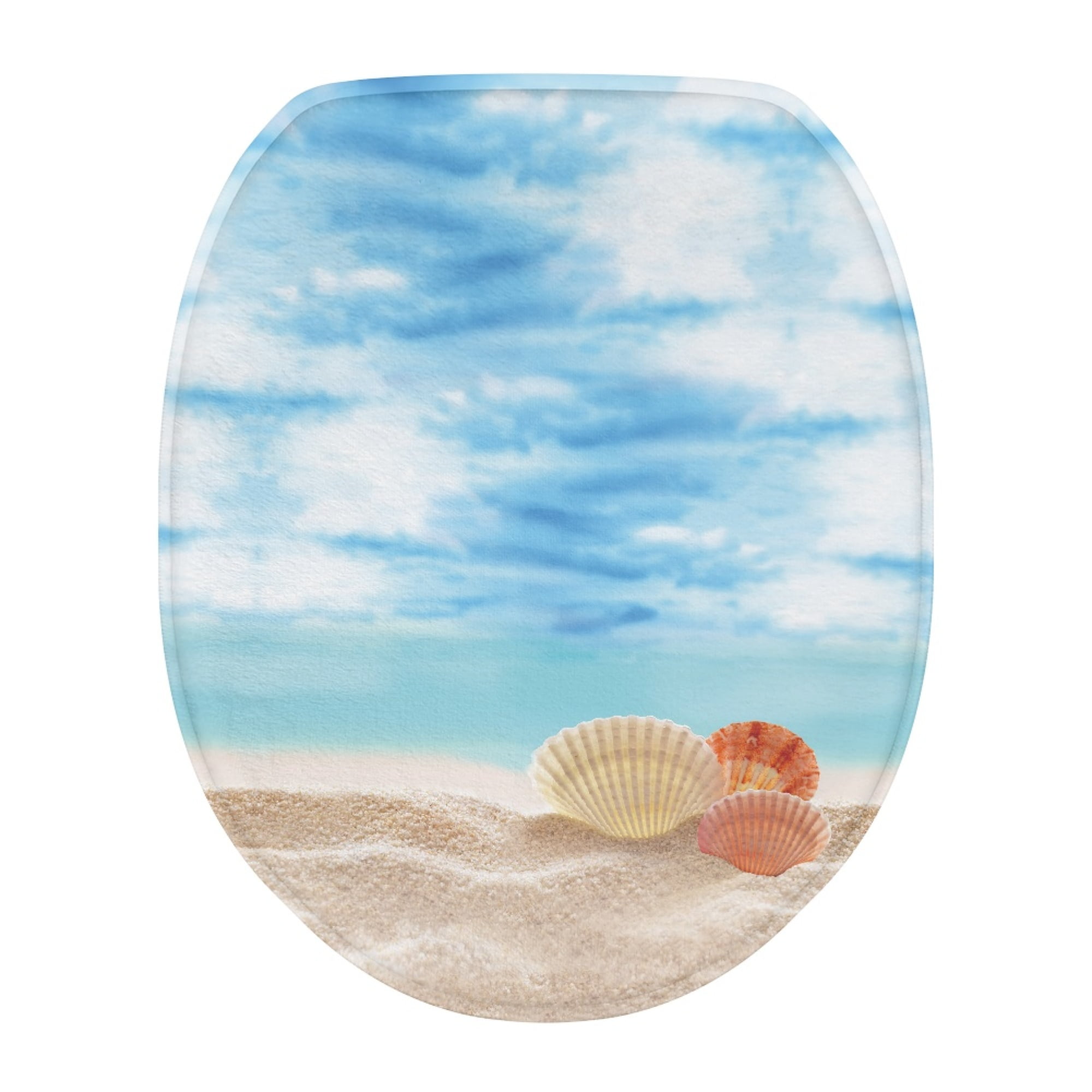 ZUXONGSY Beach Shells Flannel Toilet Cover Oblong Toilet Seat Cover ...