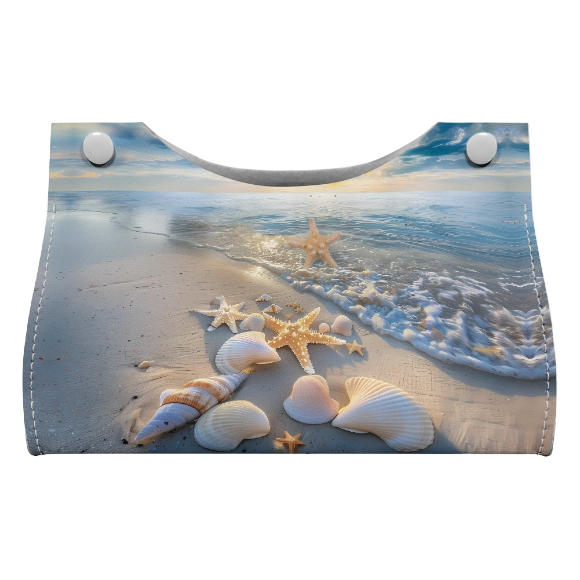 ZUXONGSY Beach Starfish Tissue Box Cover 2 Piece Leather Ttissue Box ...