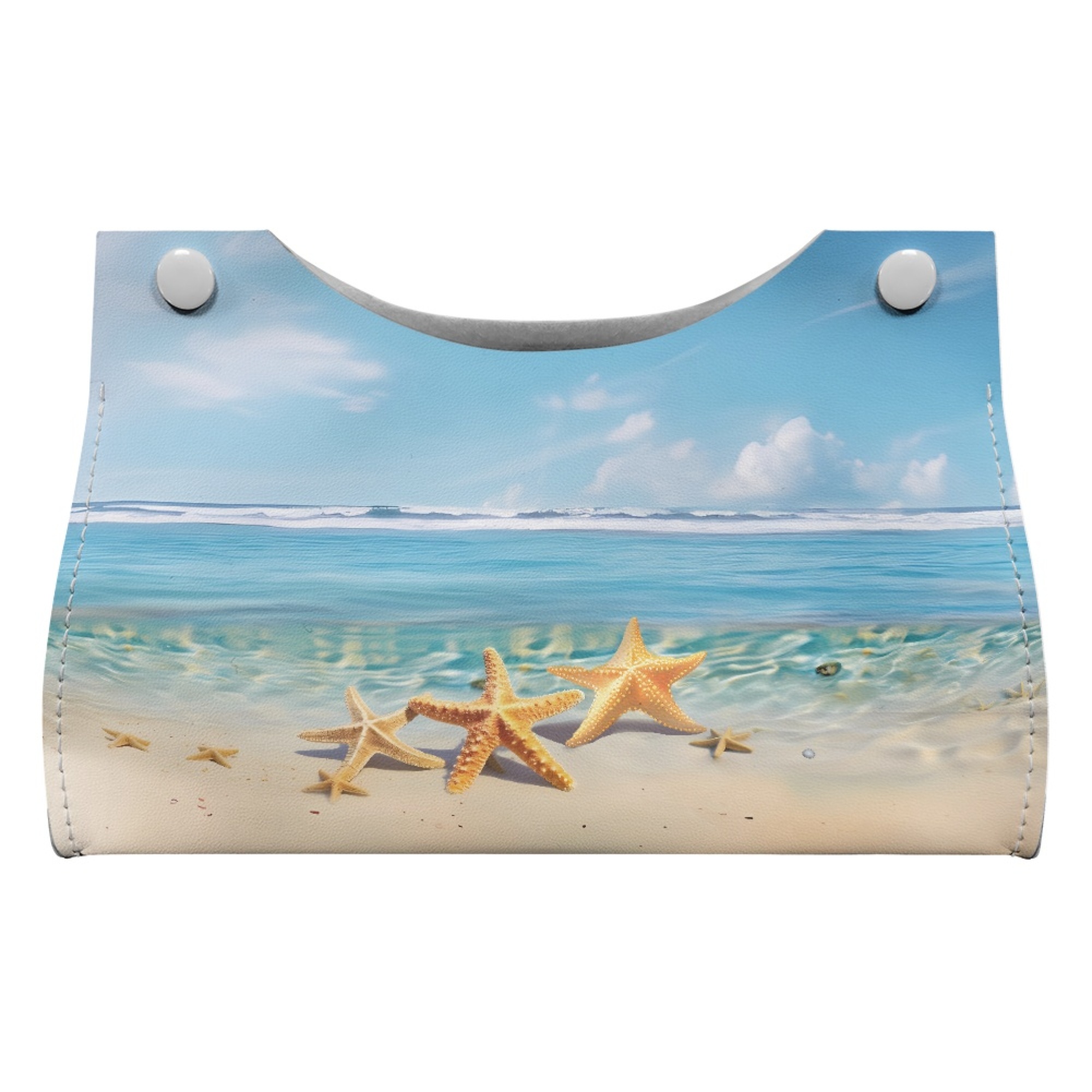 ZUXONGSY Beach Starfish Tissue Box Cover 2-Piece Rectangle Modern PU ...